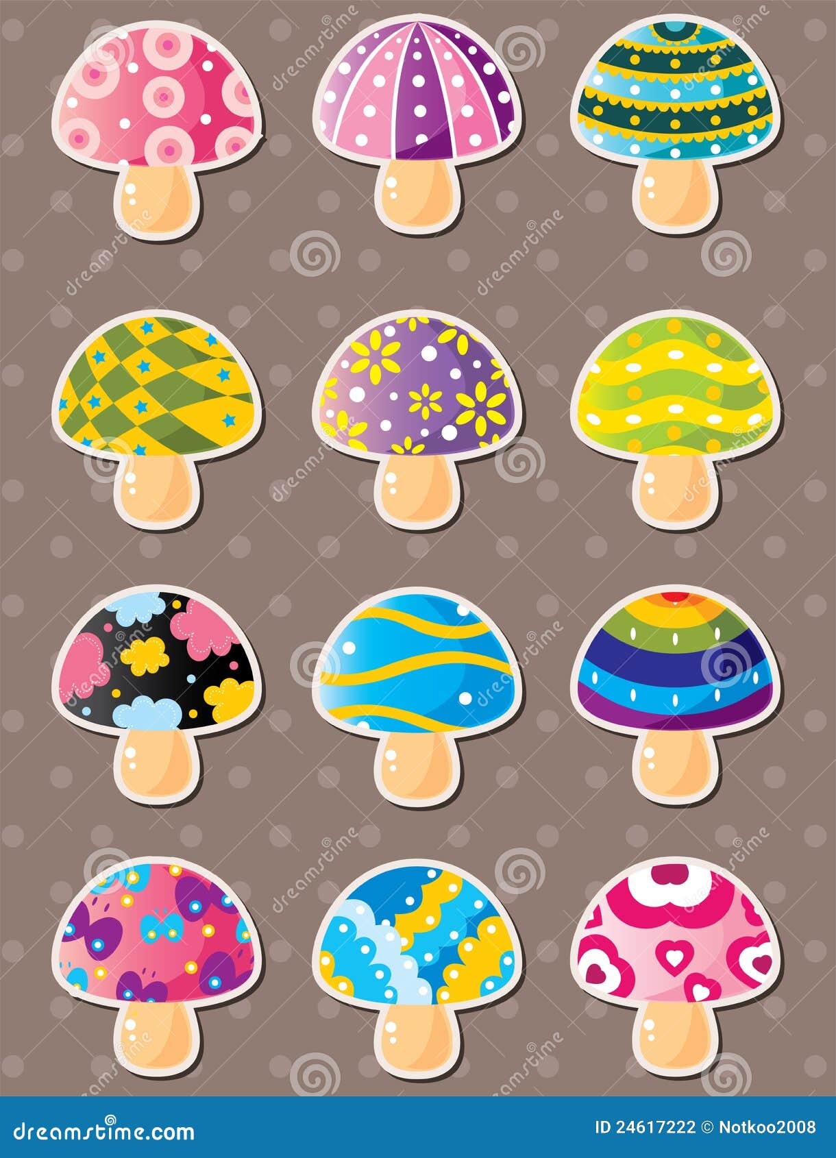 Mushroom stickers stock vector. Illustration of diverse - 24617222