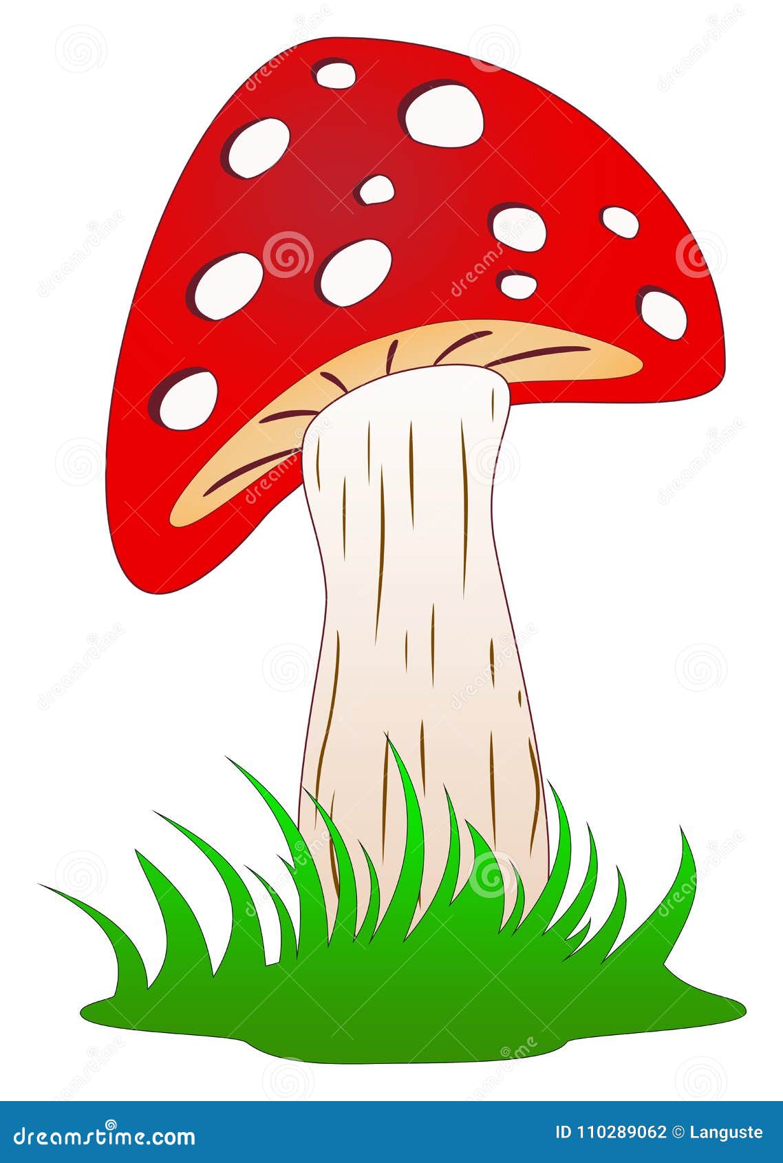 Mushroom, Toadstool or Fly Agaric Standing in Grass As Cartoon and ...