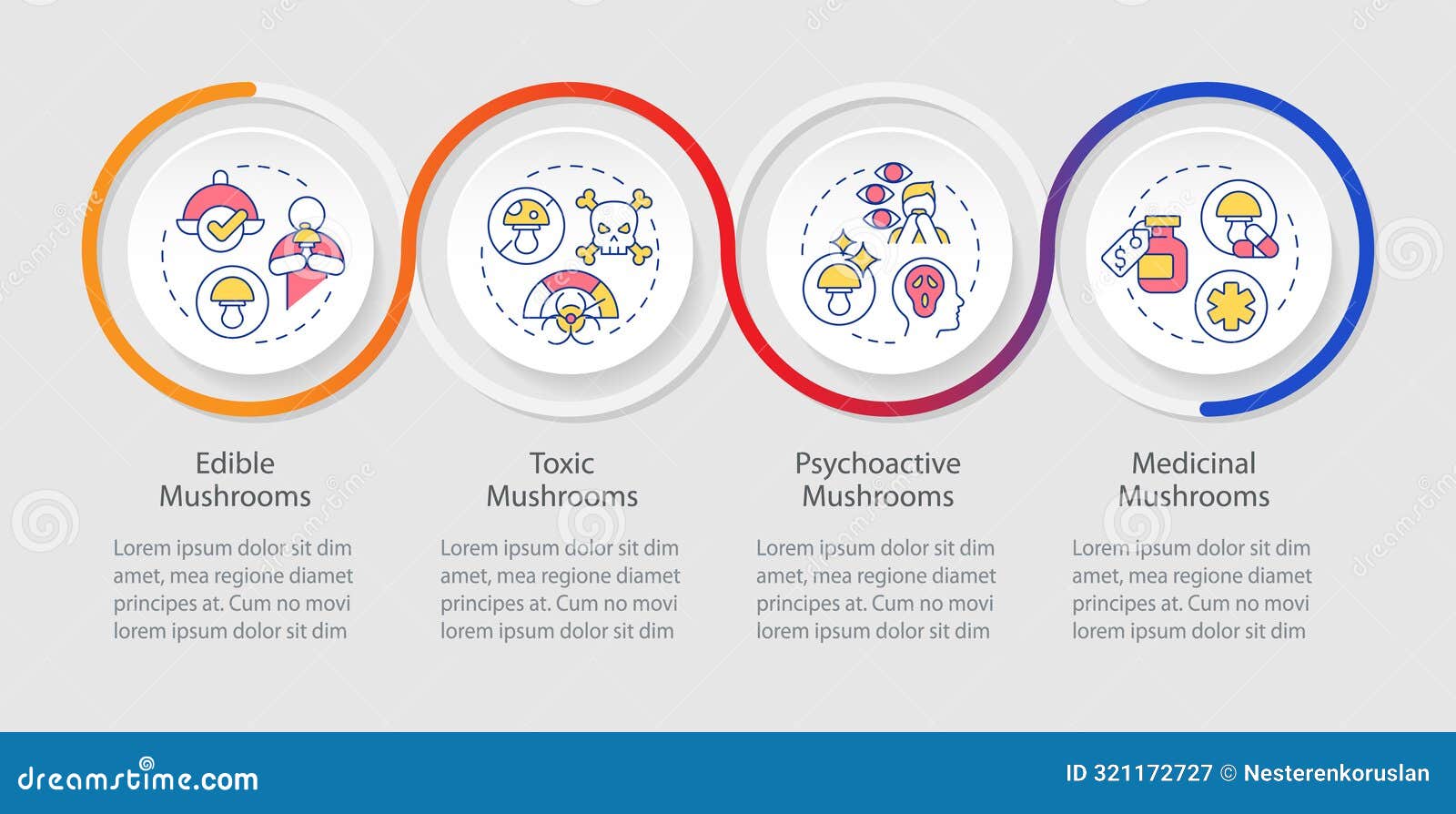 Mushroom Types Loop Infographic Template Stock Vector - Illustration of ...