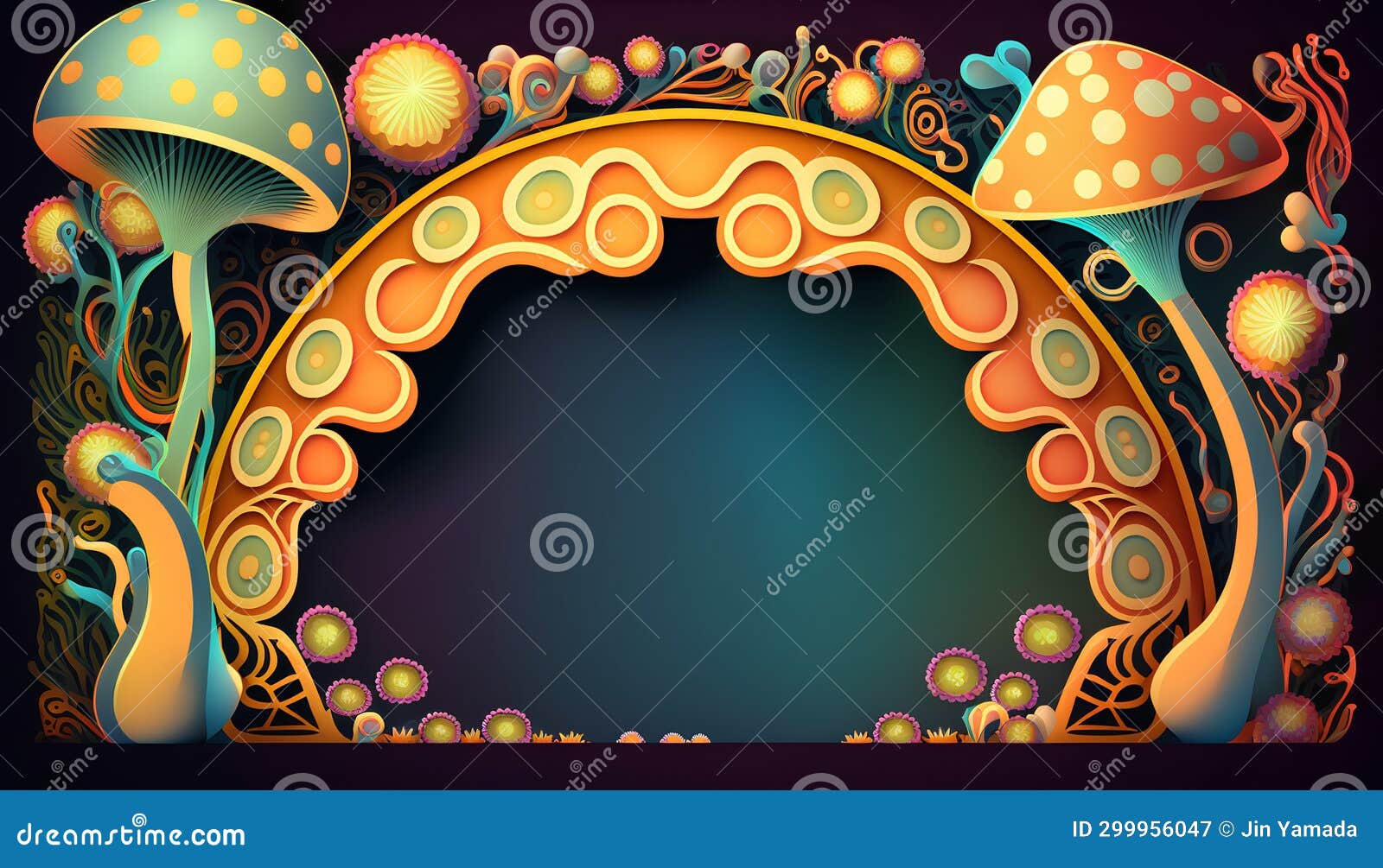 Mushrooms on the Background of the Frame. Vector Illustration Stock ...