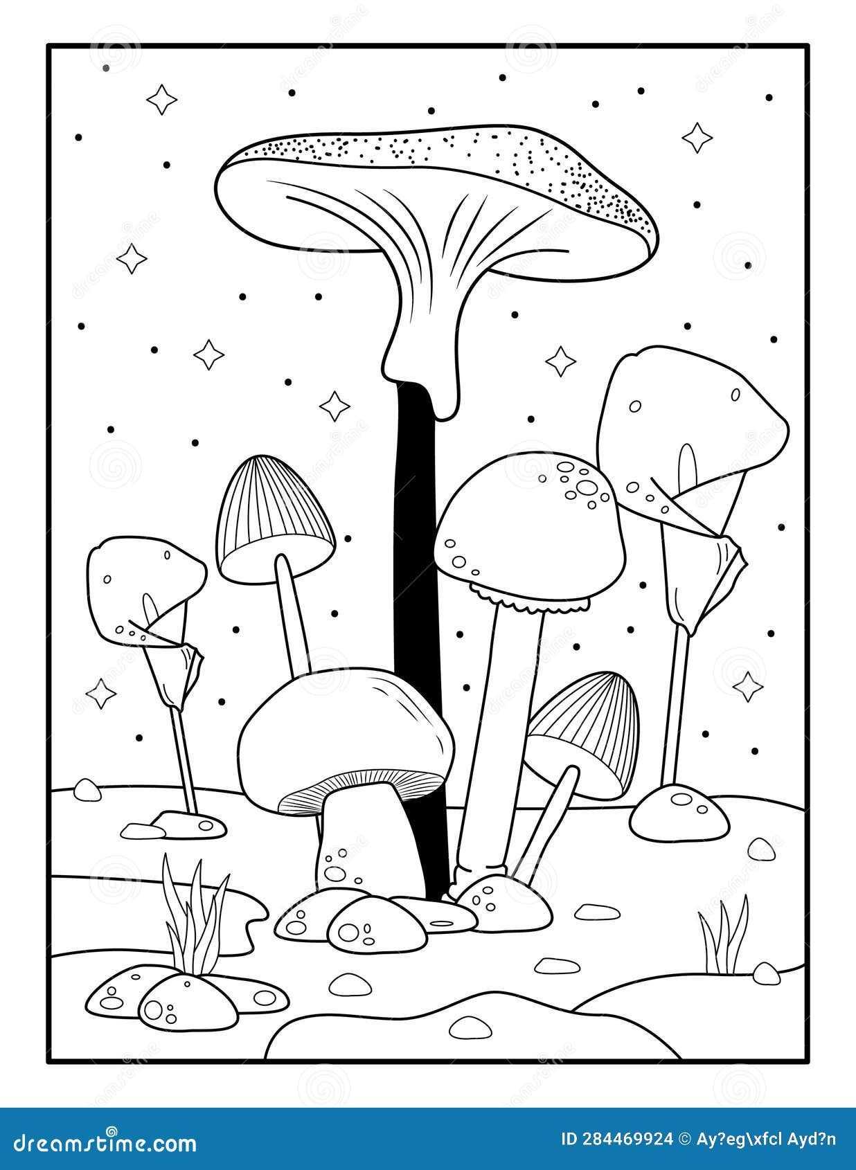 Mushroom Coloring Pages, Mushroom Vector, Mushroom Illustration ...