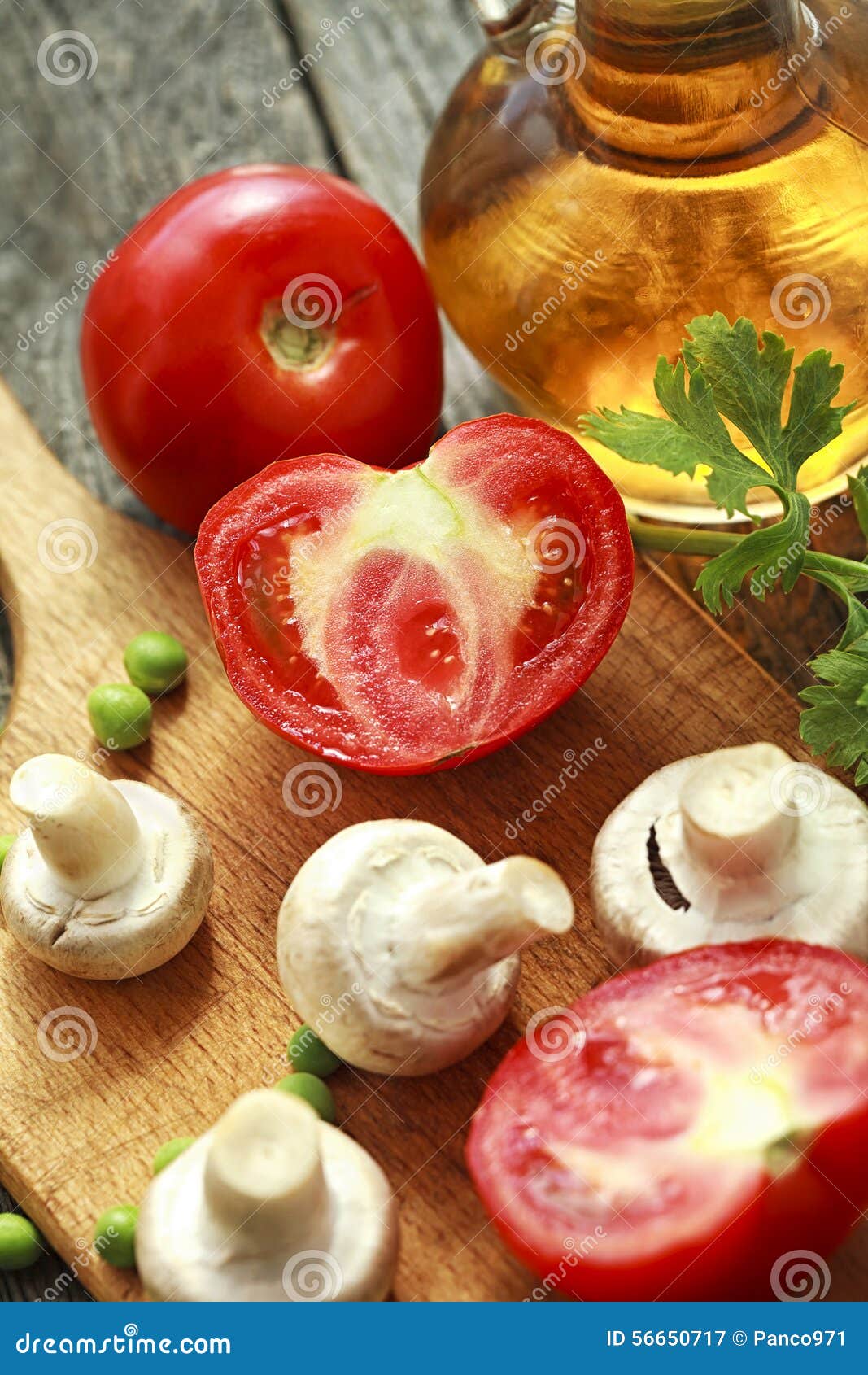 Mushrooms and Fresh Vegetables Prepared for Cooking Stock Image - Image ...