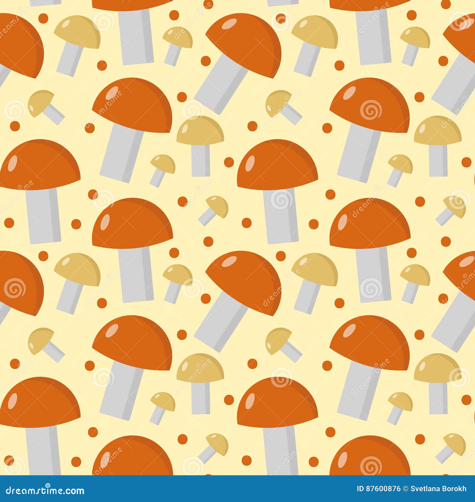 Mushrooms Seamless Pattern. Boletus Edulis Endless Background, Texture ...