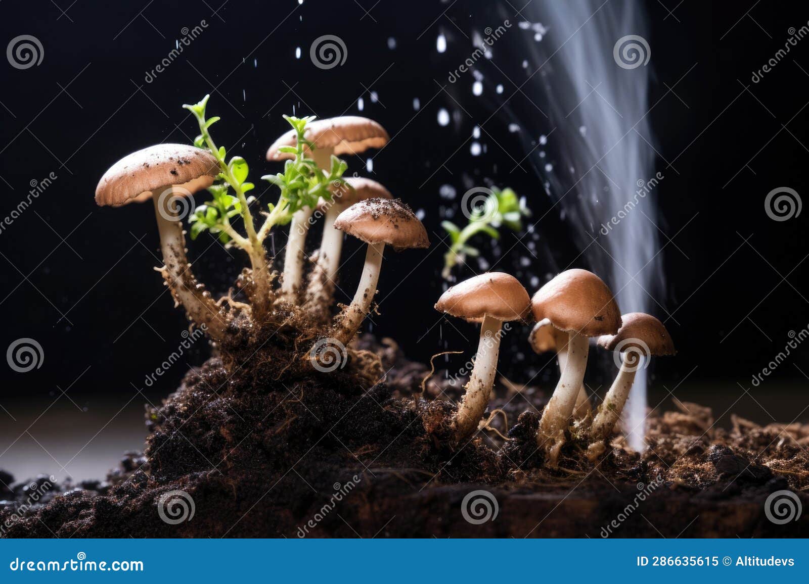 Mushrooms Sprouting from Diy Coffee Ground Substrate Stock Illustration ...