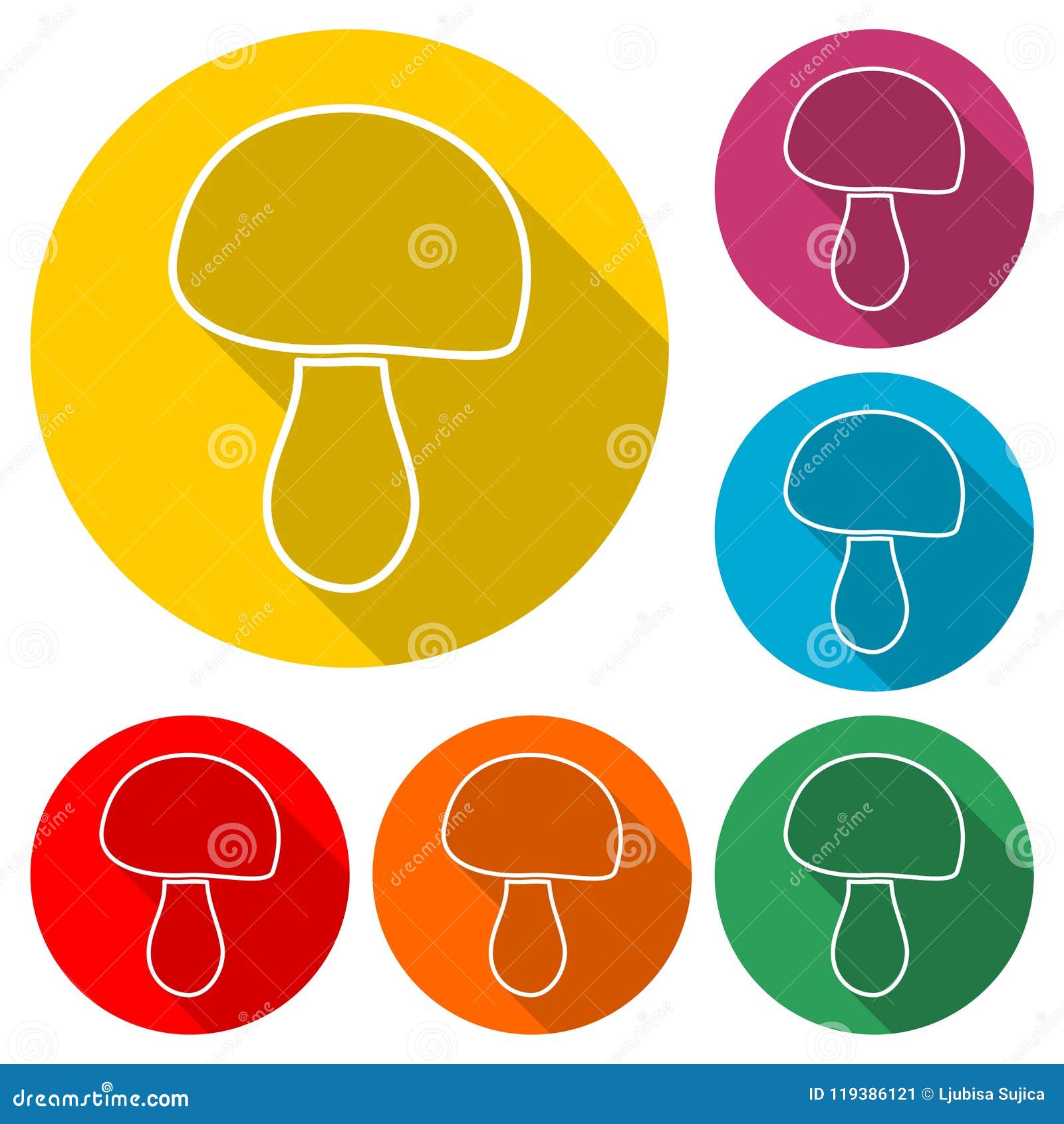 Mushrooms Vector Flat Icon, Color Icon with Long Shadow Stock Vector ...