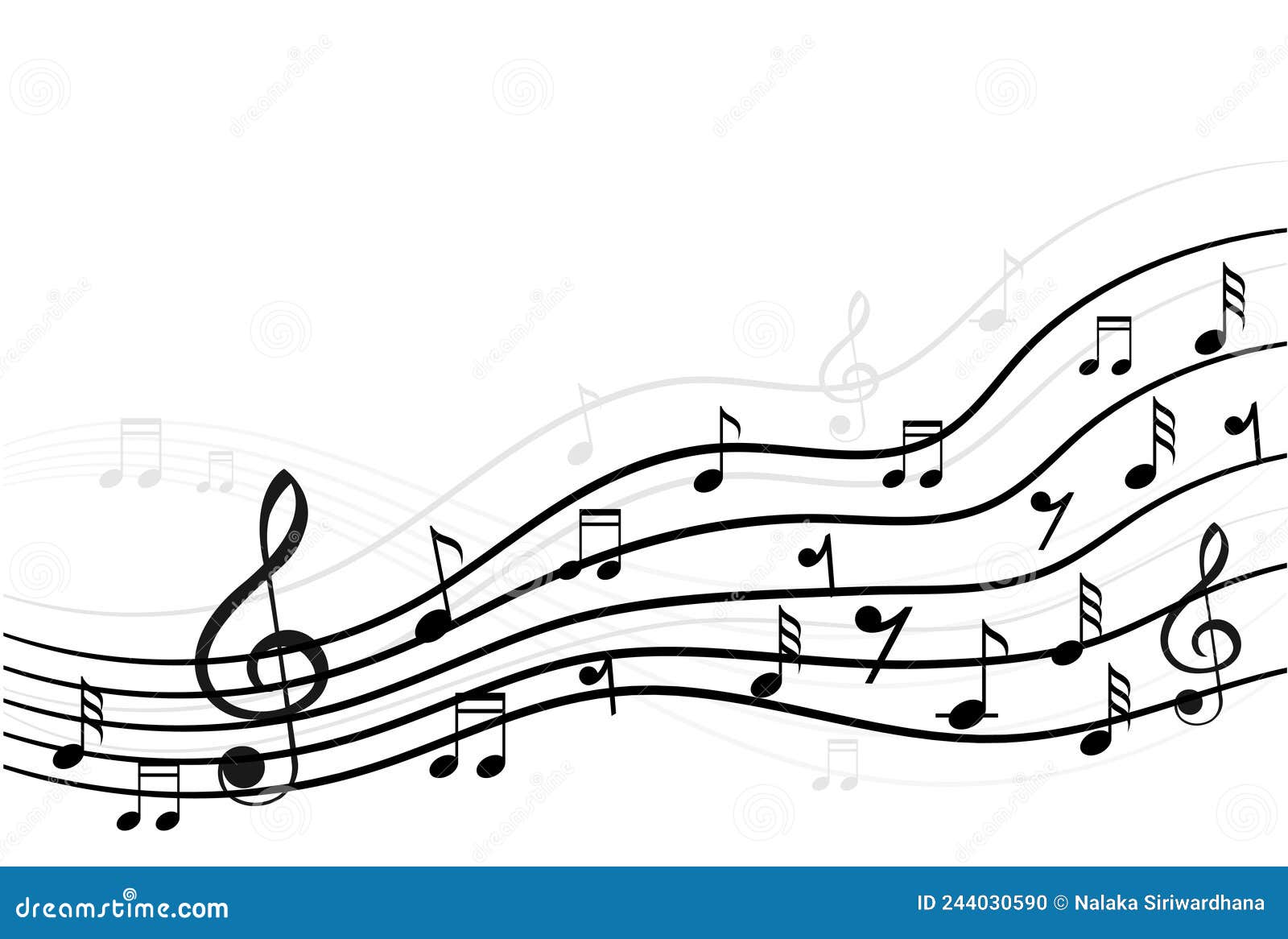 Music notes with waves. stock vector. Illustration of background ...