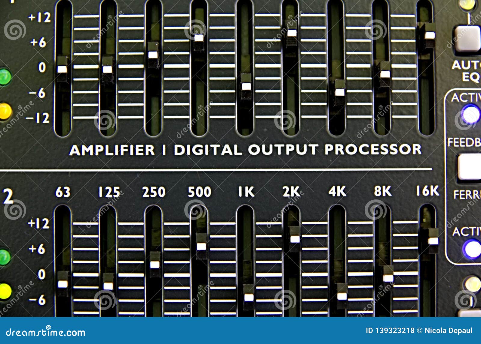 Music Amplifier Control Panel Sliders Stock Photo - Image of loud ...