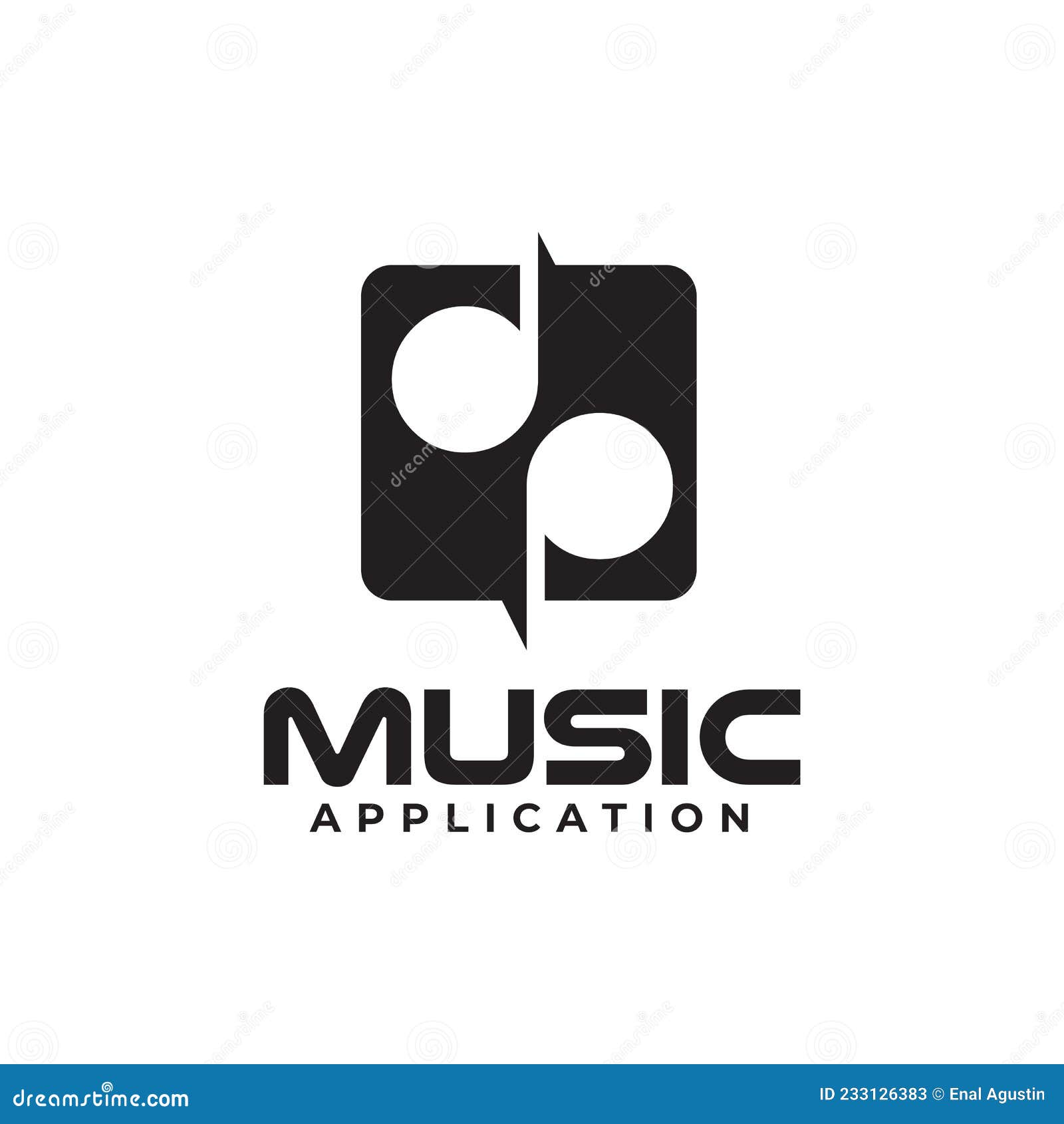 Music App Logo Design with Note, Music Wave, Disc Icon Stock ...
