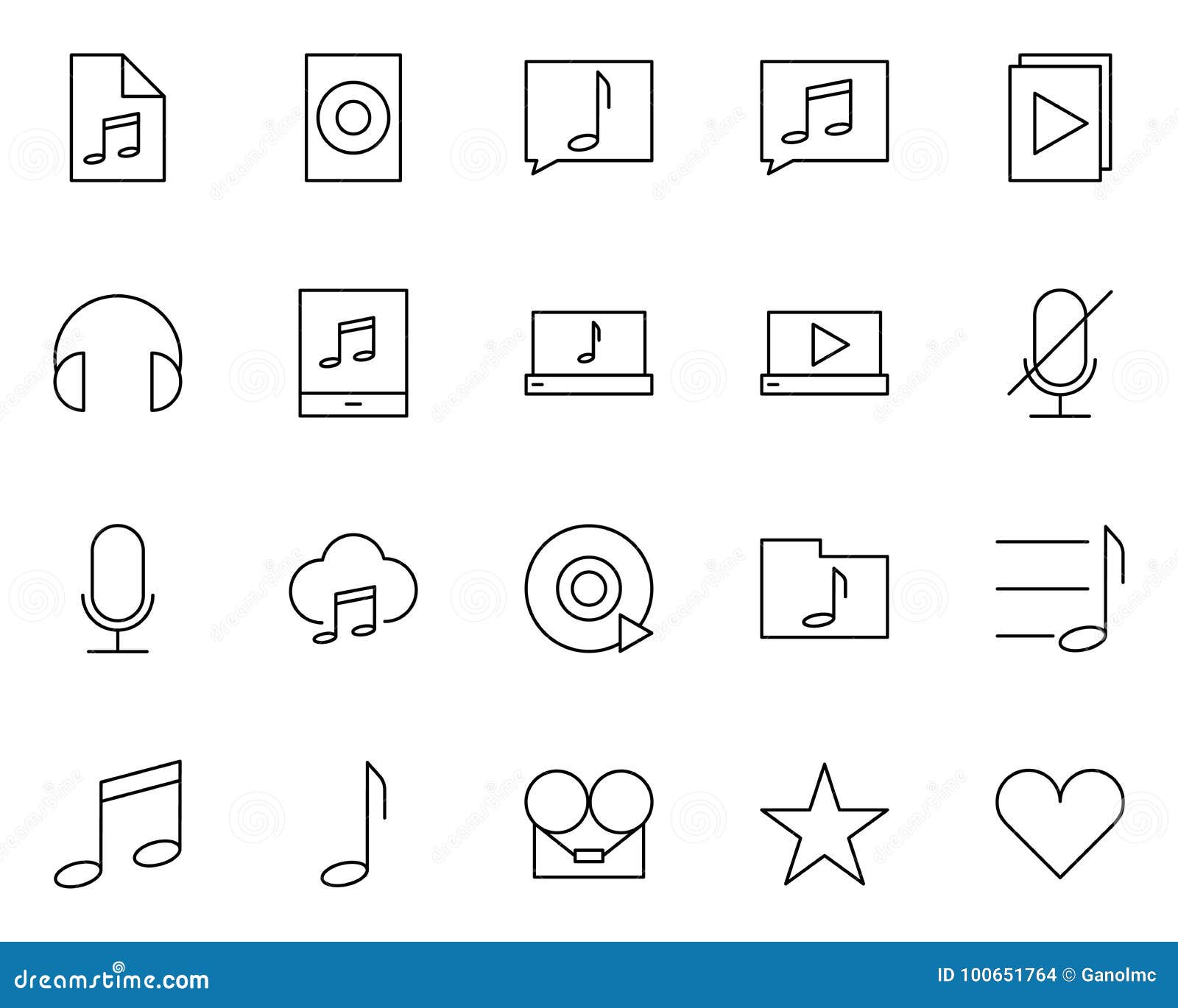 Music Audio Thin Line Icons Set. Vector Pictograms Stock Vector ...