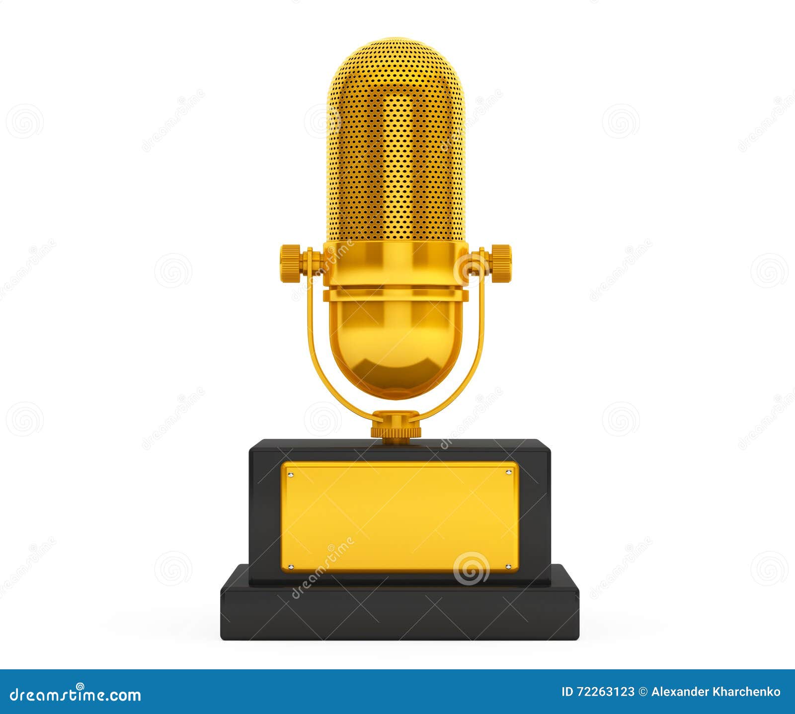 Music Award Concept. Golden Microphone. 3d Rendering Stock Illustration ...