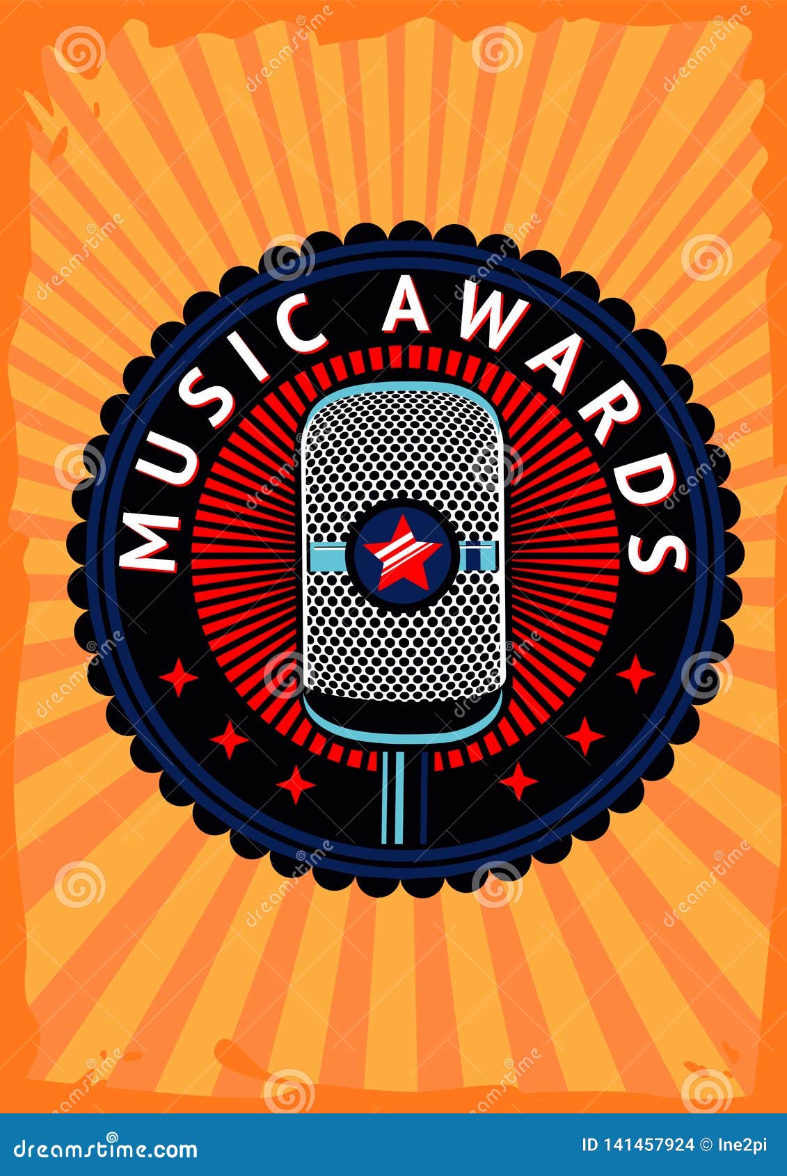 Music Awards Vector Poster. Contest Emblem with Microphone. Talent Show ...