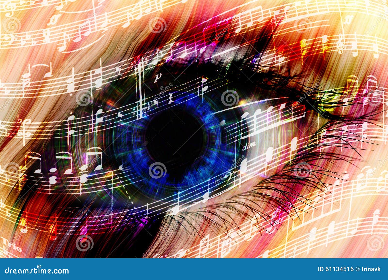 Music Background with Abstract Eye Stock Illustration - Illustration of ...