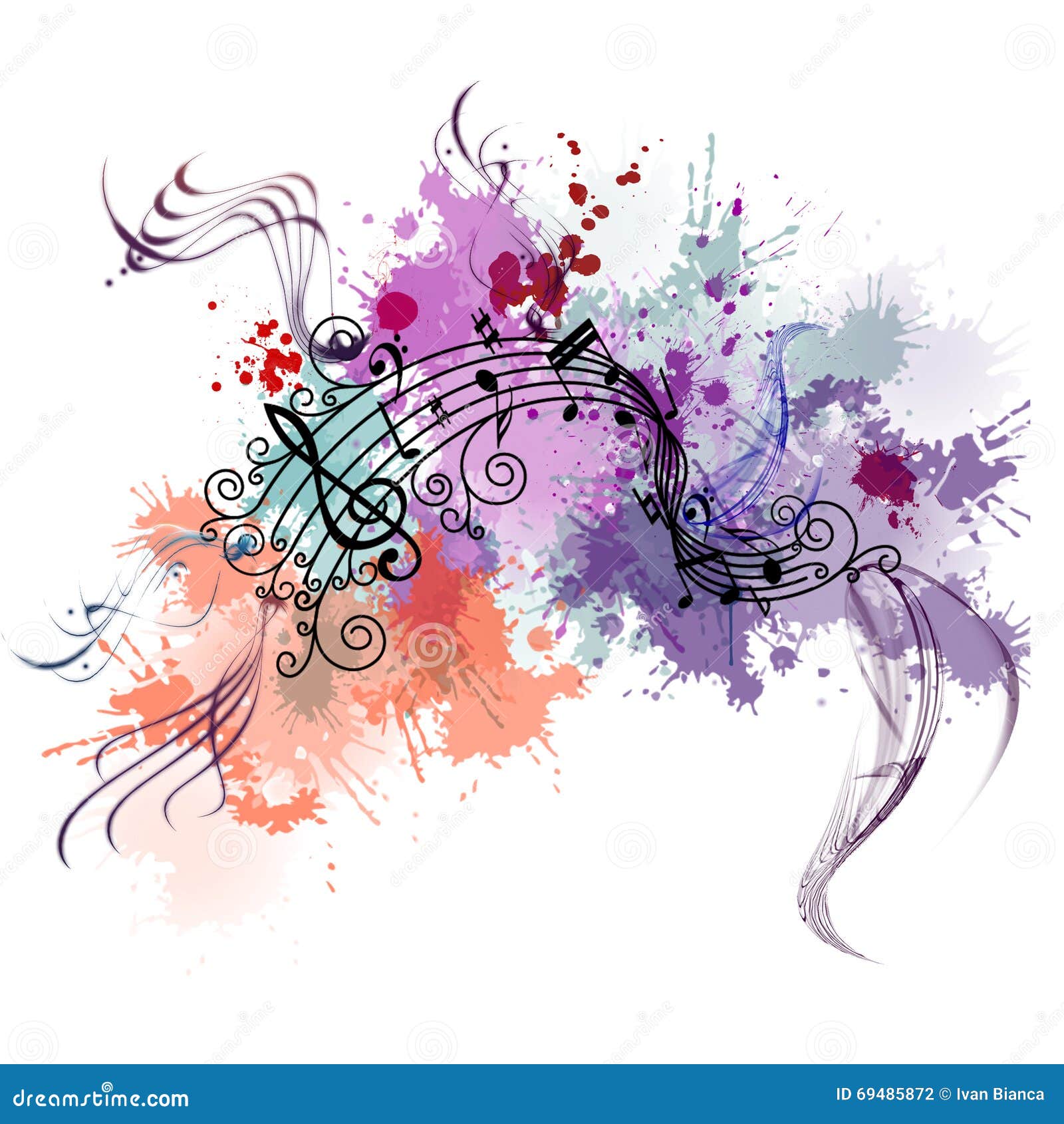 Music Background with Color Stock Vector - Illustration of outline ...