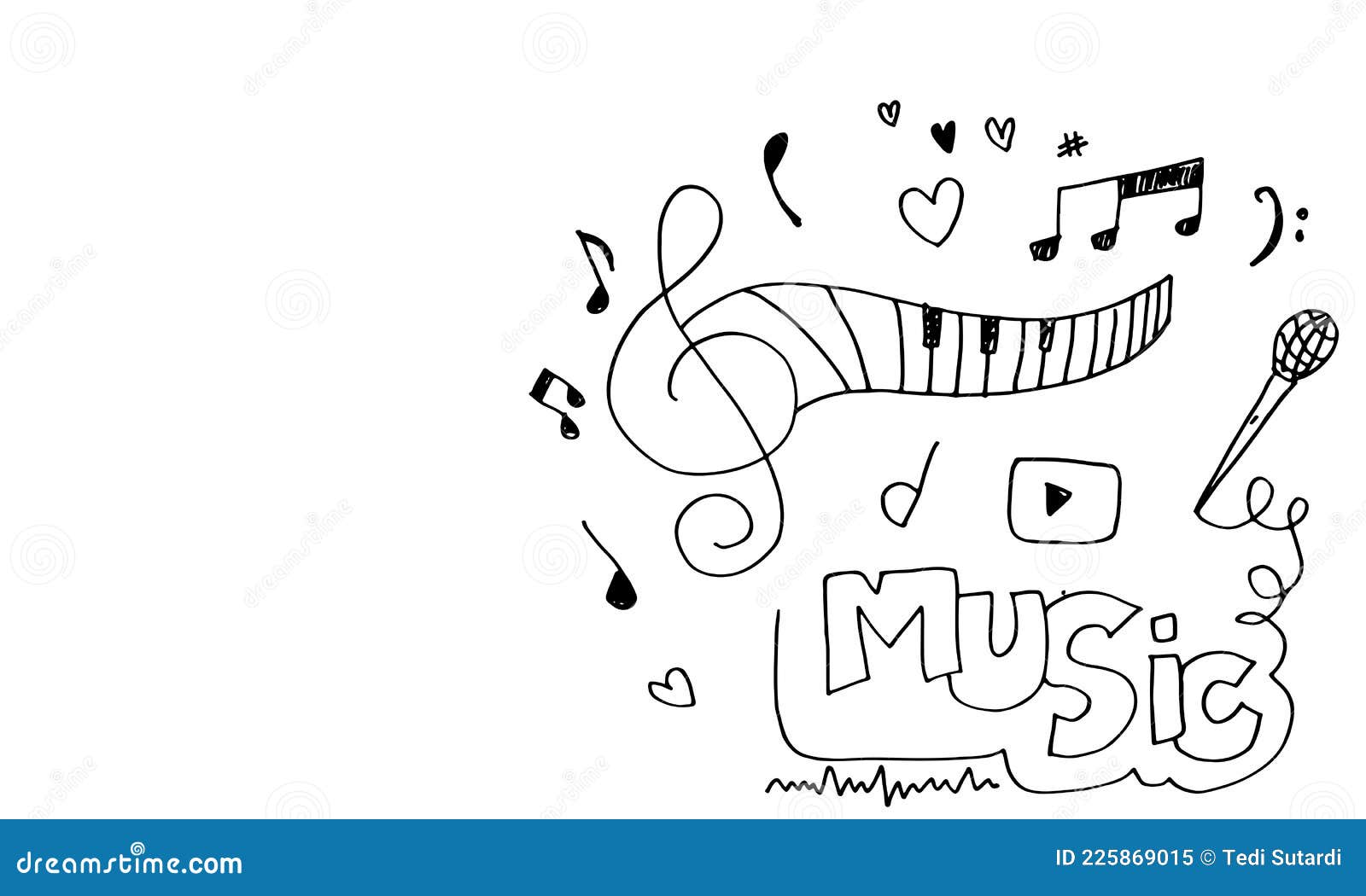 Music Background Hand Drawn Music Set Illustration. Illustration of ...