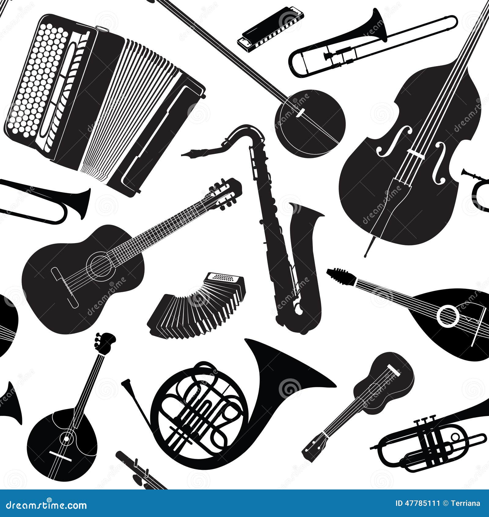 Music Background. Musical Instruments Seamless Pattern Stock ...