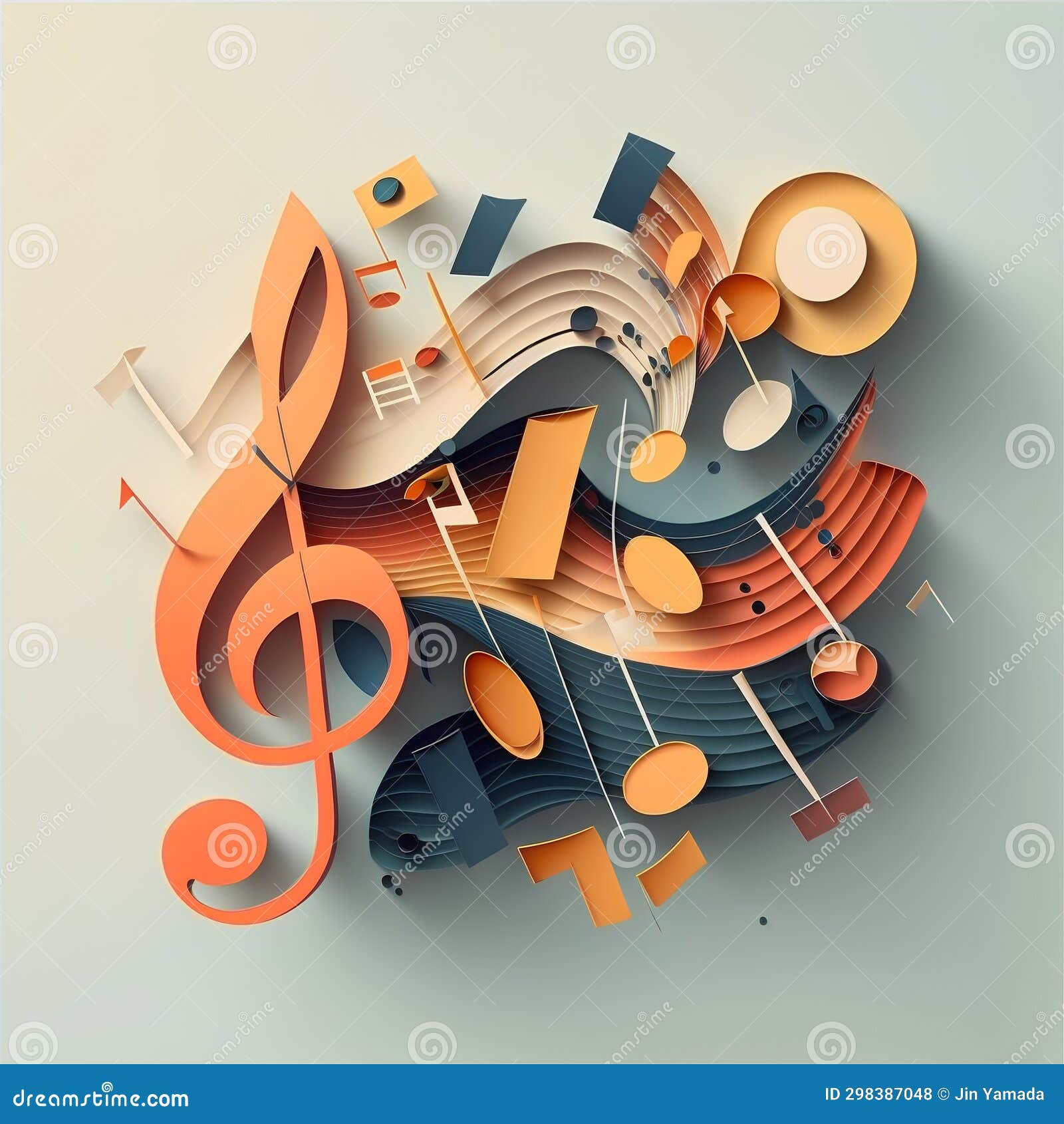 Music Background with Musical Notes and Curved Lines. Vector ...