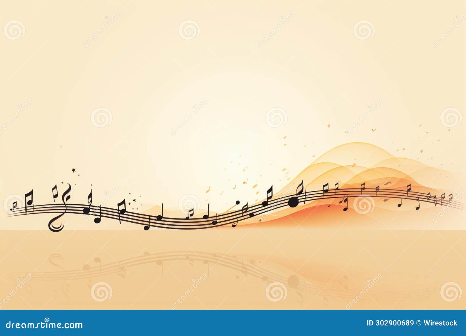 Music Background with Musical Notes and Waves, AI-generated. Stock ...