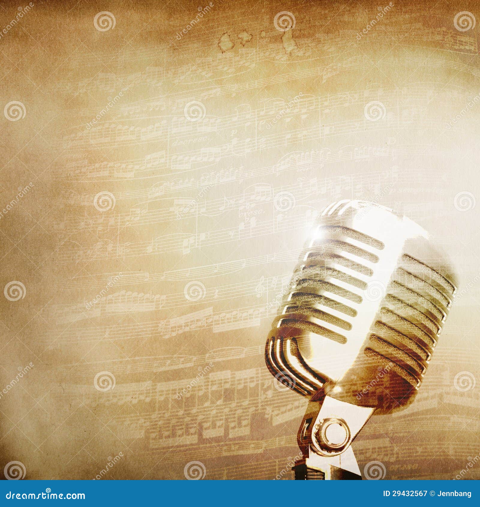 Music Background with Old Mic Stock Illustration - Illustration of ...