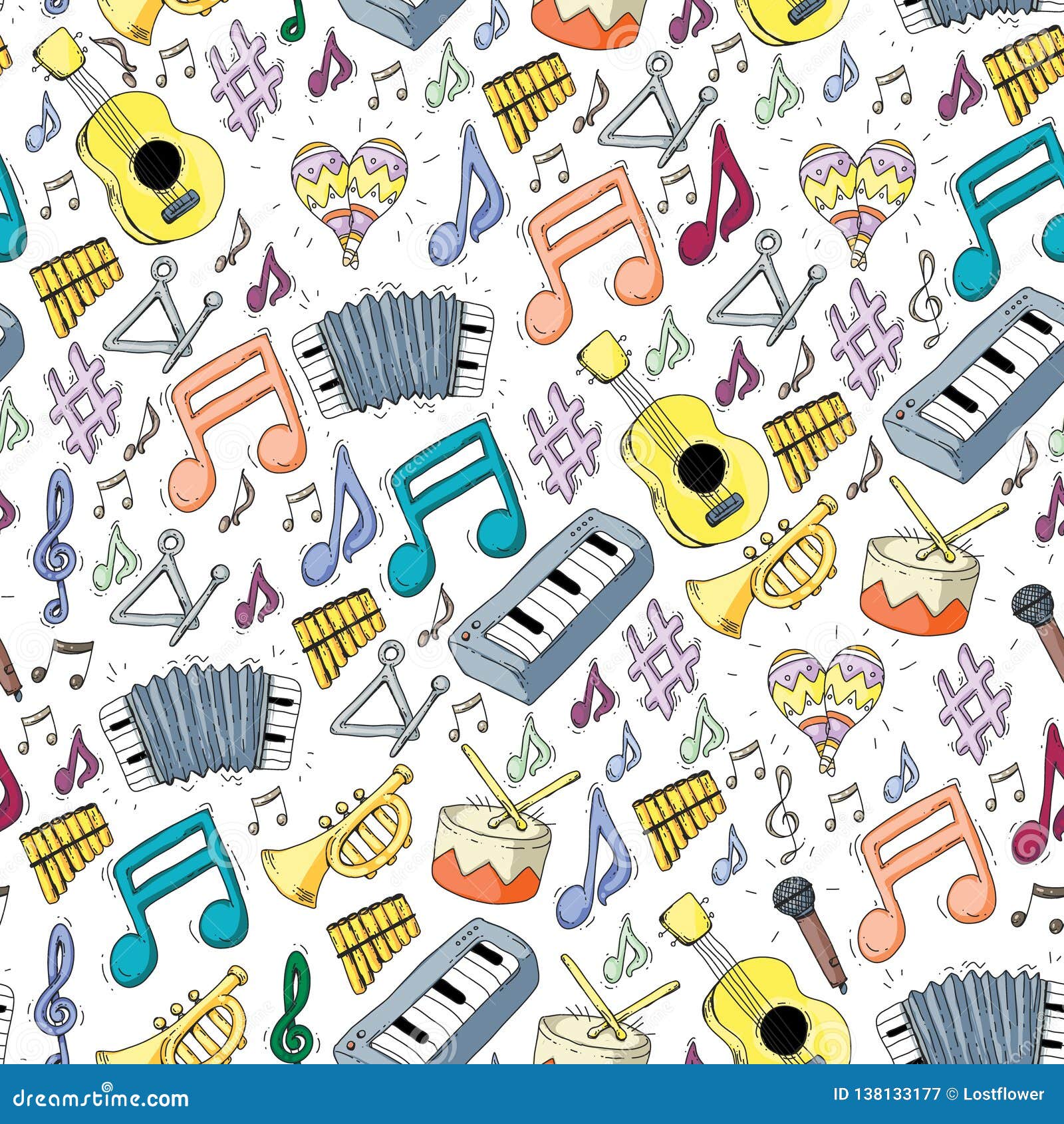 Music Background for Patterns. Vector Illustration with Musical ...