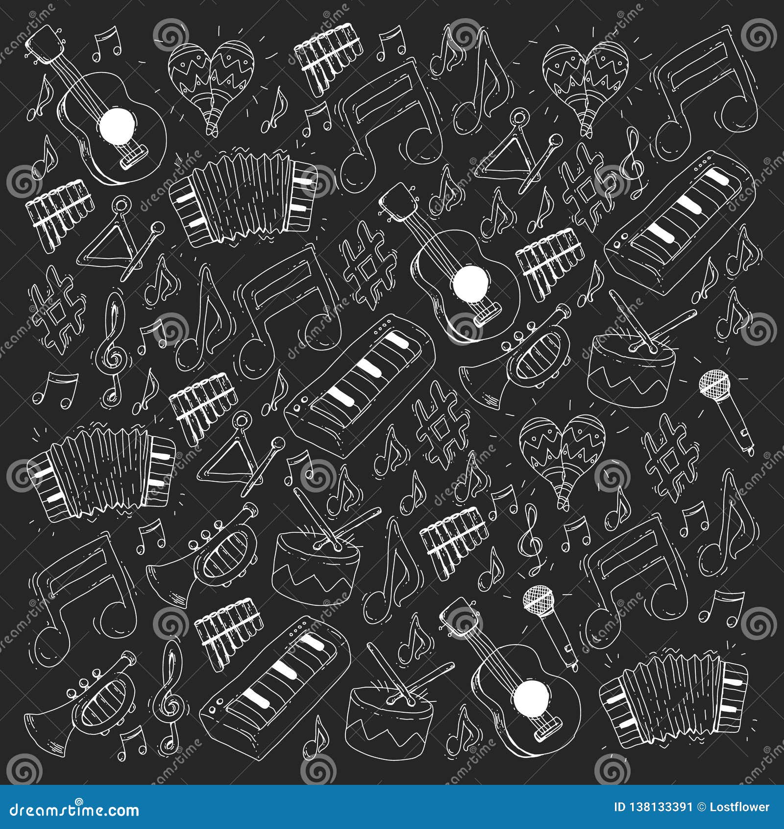 Music Background for Patterns. Vector Illustration with Musical ...