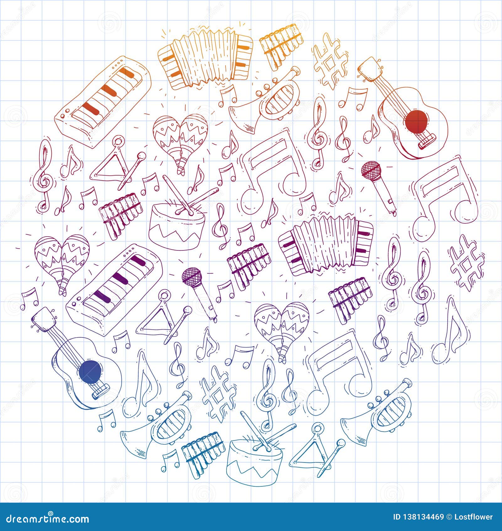 Music Background for Patterns. Vector Illustration with Musical ...