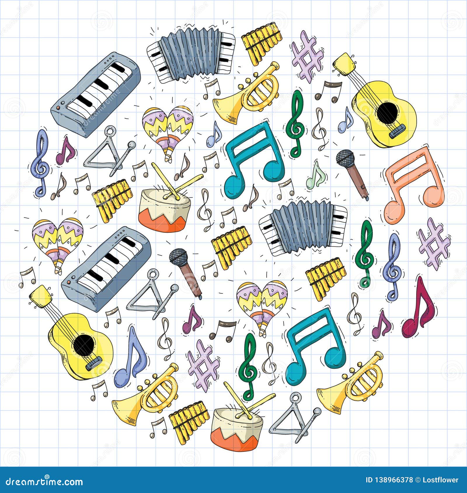 Music Background for Patterns. Vector Illustration with Musical ...