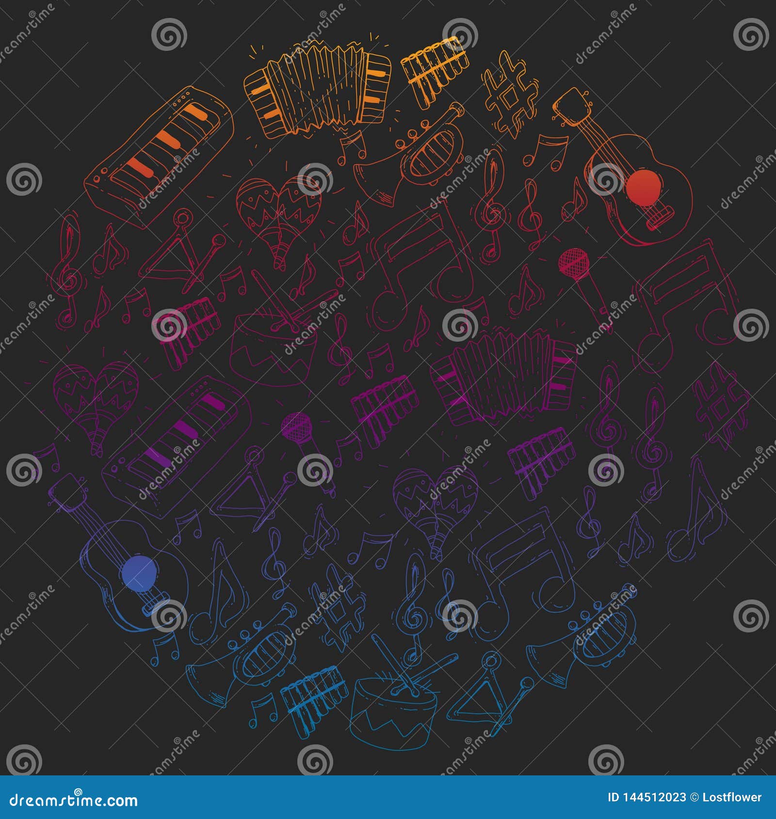 Music Background for Patterns. Vector Illustration with Musical ...