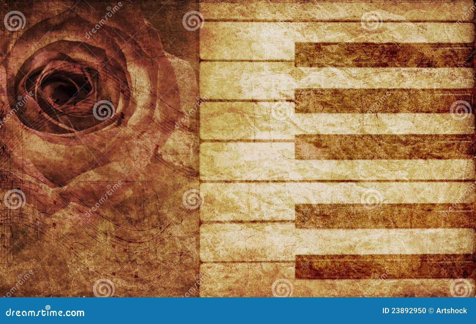 Music background with rose stock photo. Image of design - 23892950