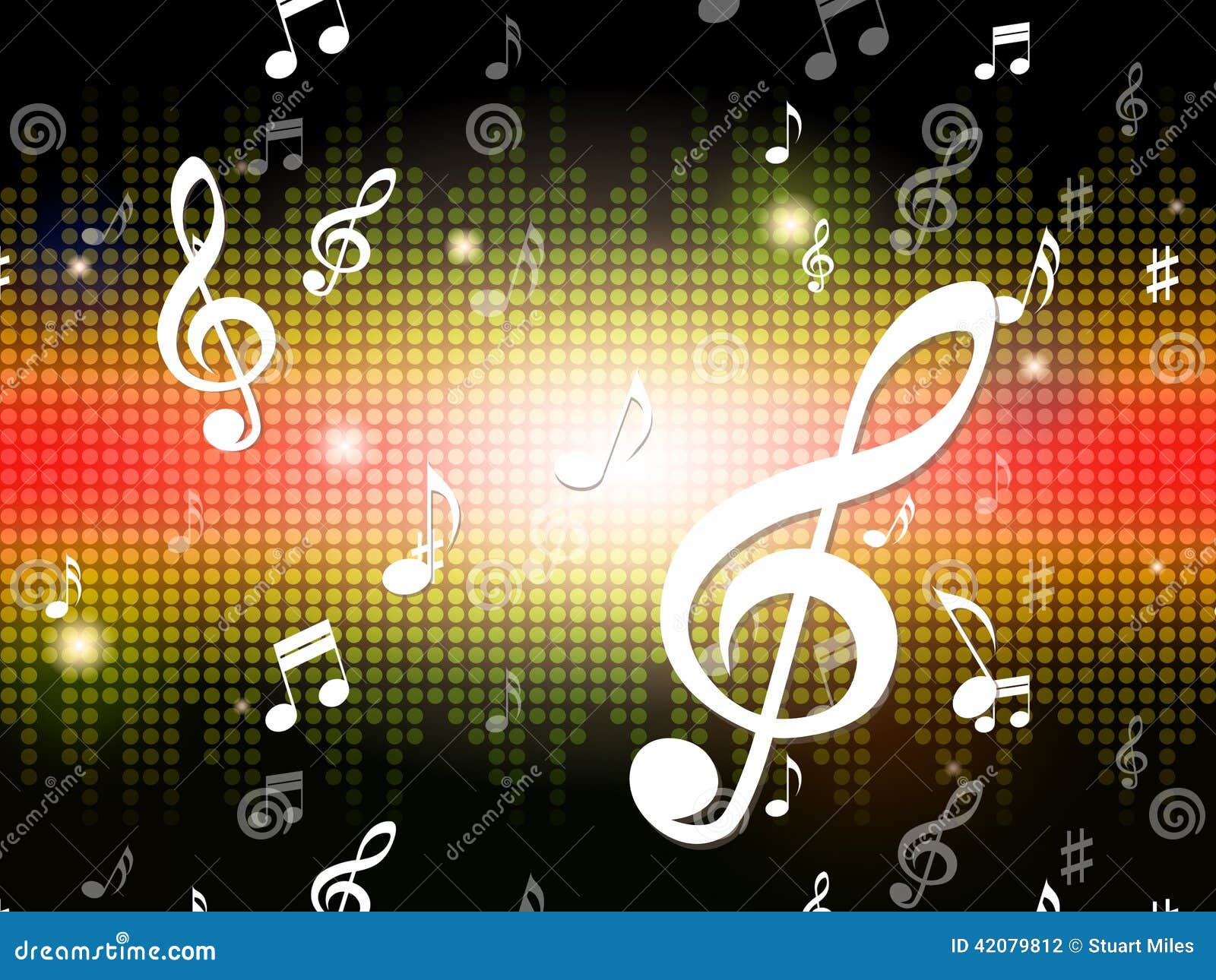 Music Background Shows Musical Notes And Sounds Stock Photo ...