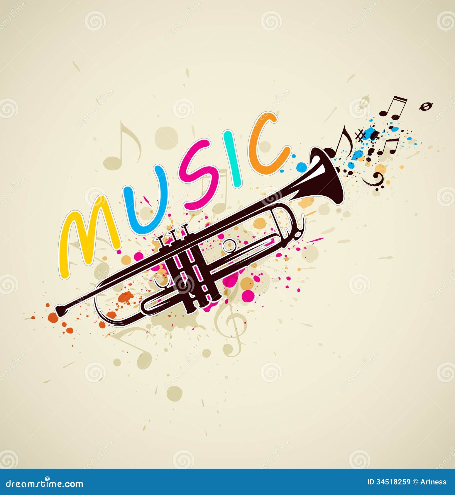Music Background with Trumpet Stock Vector - Illustration of sound ...