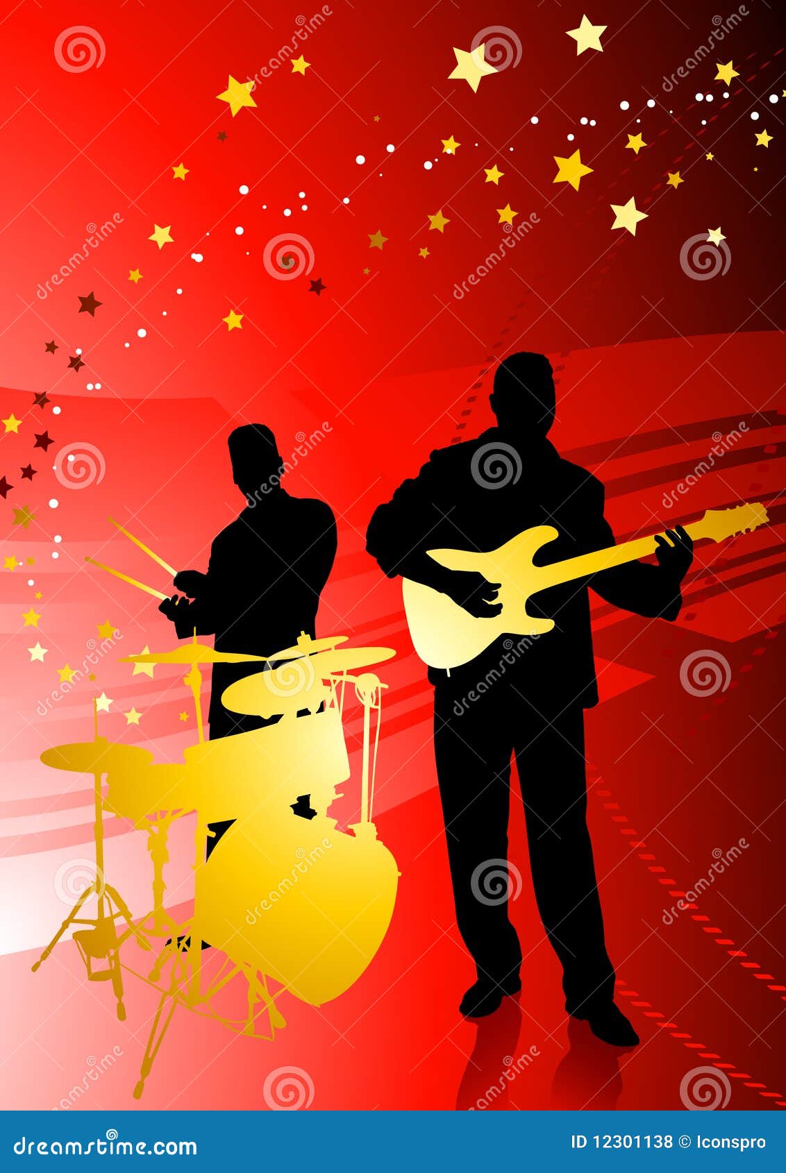 Music Band on Abstract Red Background Stock Vector - Illustration of ...