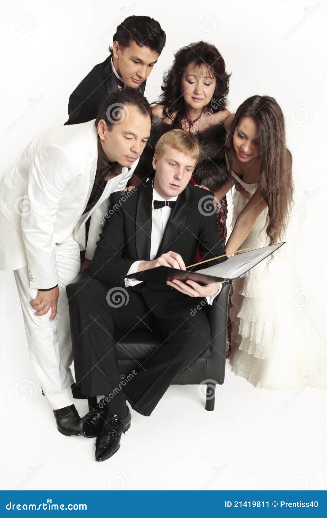 Music Band and Conductor with Score Stock Image - Image of studying ...