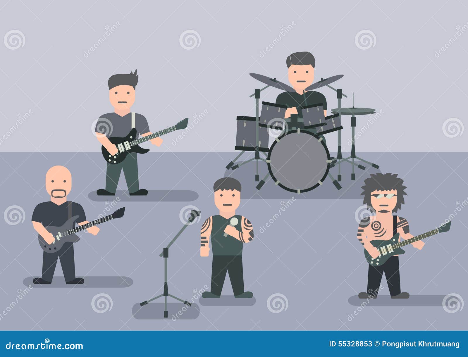 Music band flat graphic stock vector. Illustration of musician - 55328853