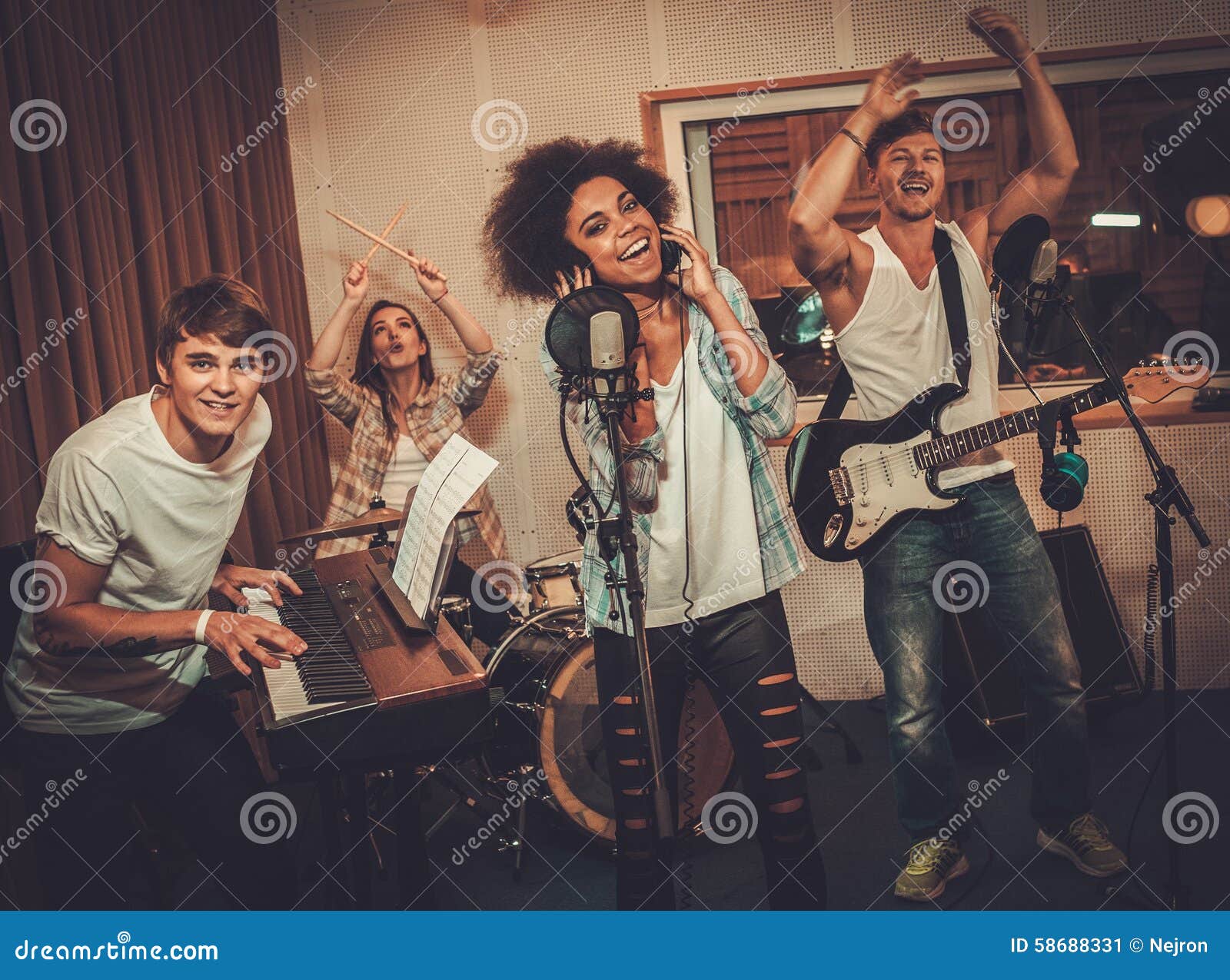 Music Band Performing in a Studio Stock Image - Image of group ...
