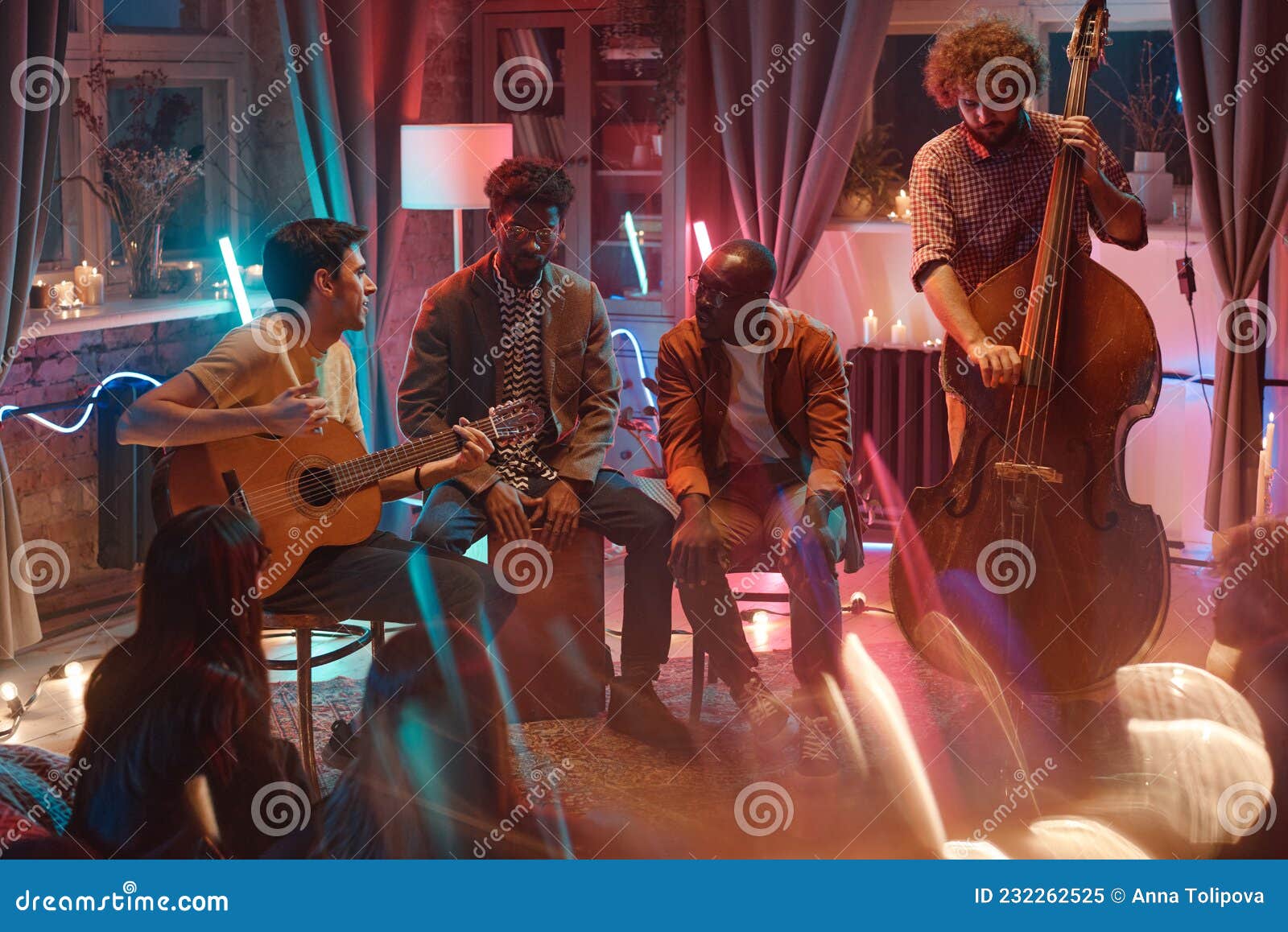 Music Band Playing Instruments Stock Image - Image of performer ...