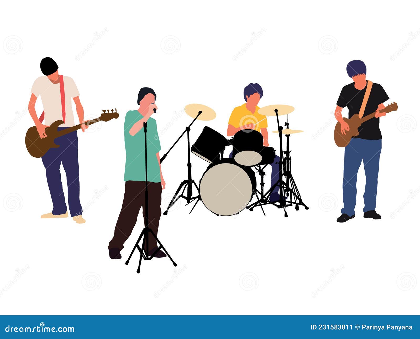 Music Band pop musician stock illustration. Illustration of rock ...