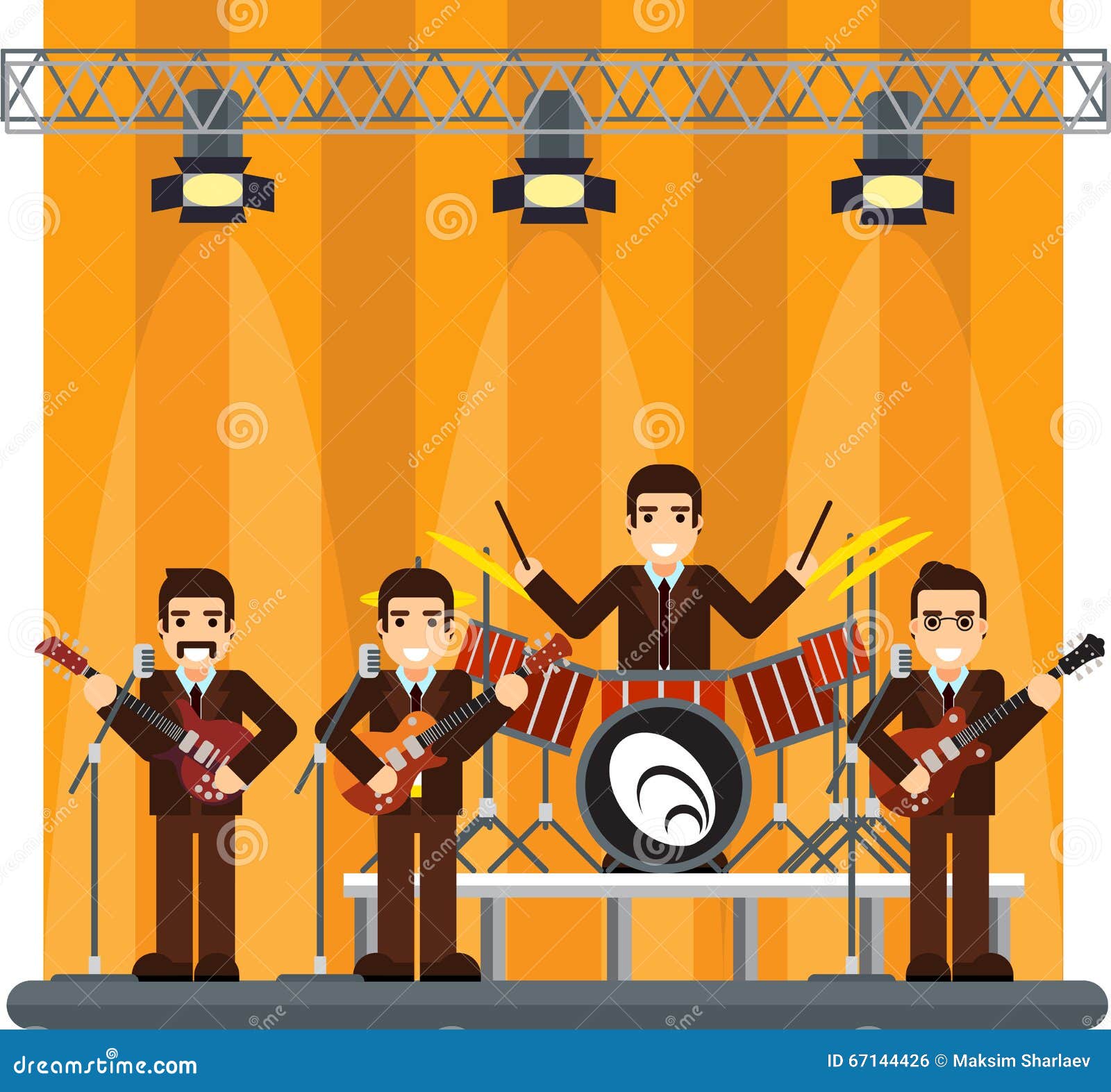 Music Band on Stage. Performance Show Stock Vector - Illustration of ...