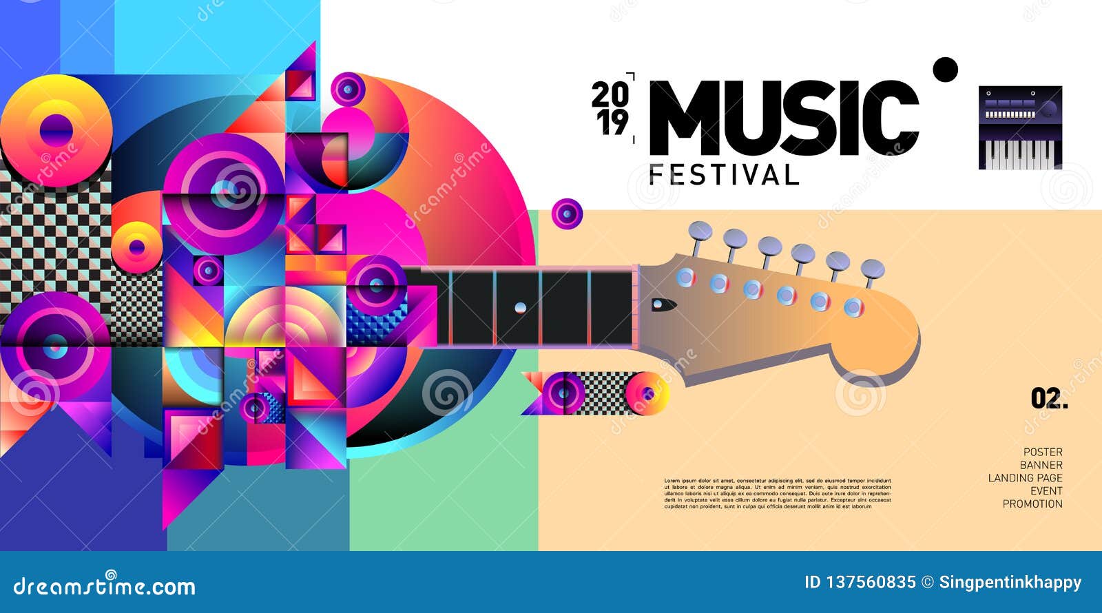 Vector Colorful Music Festival for Event Banner and Poster. Stock ...