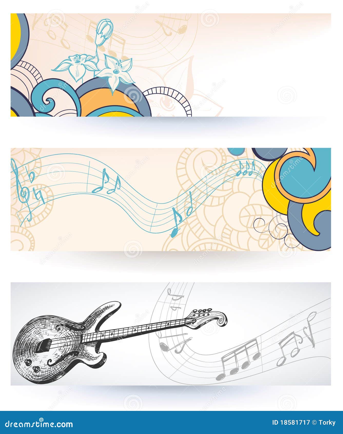 Music banners stock vector. Illustration of notes, musical - 18581717