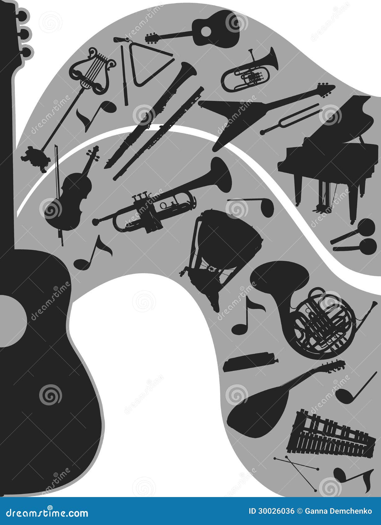 Music. Composition with Musical Instruments Stock Illustration ...