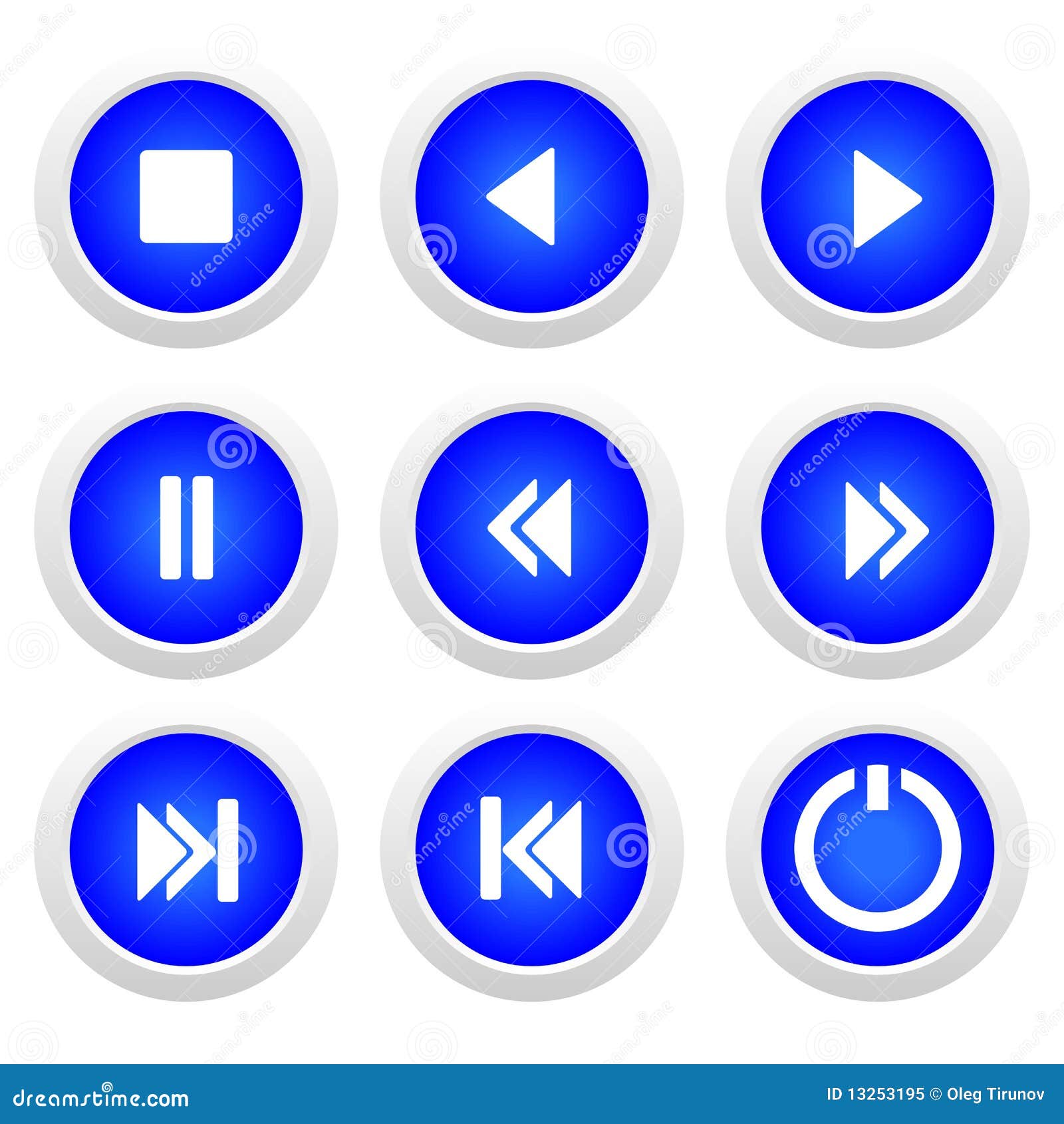Music blue buttons set stock vector. Illustration of buttons - 13253195