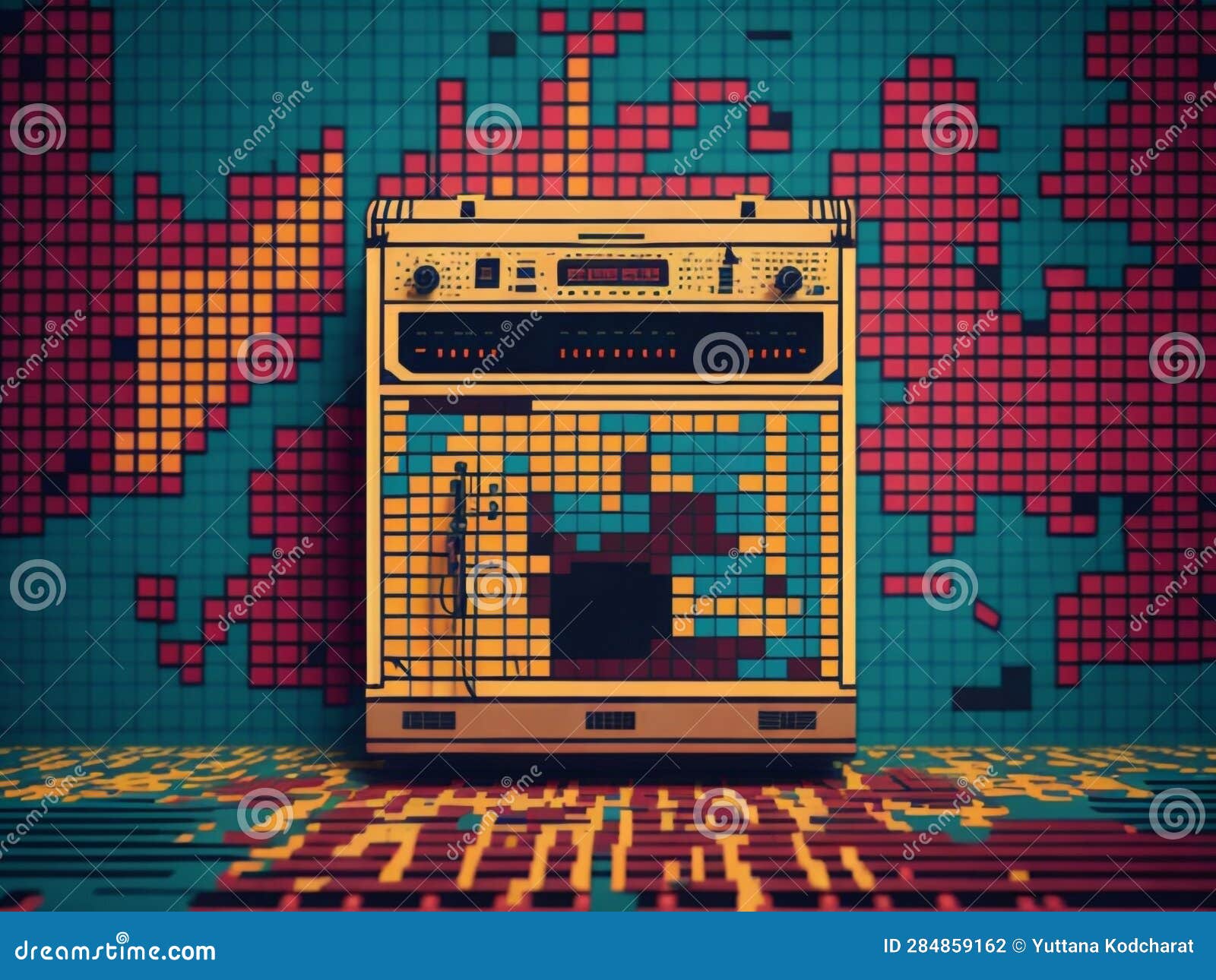 Music Box Pixel Art Style Retro Background Stock Illustration ...