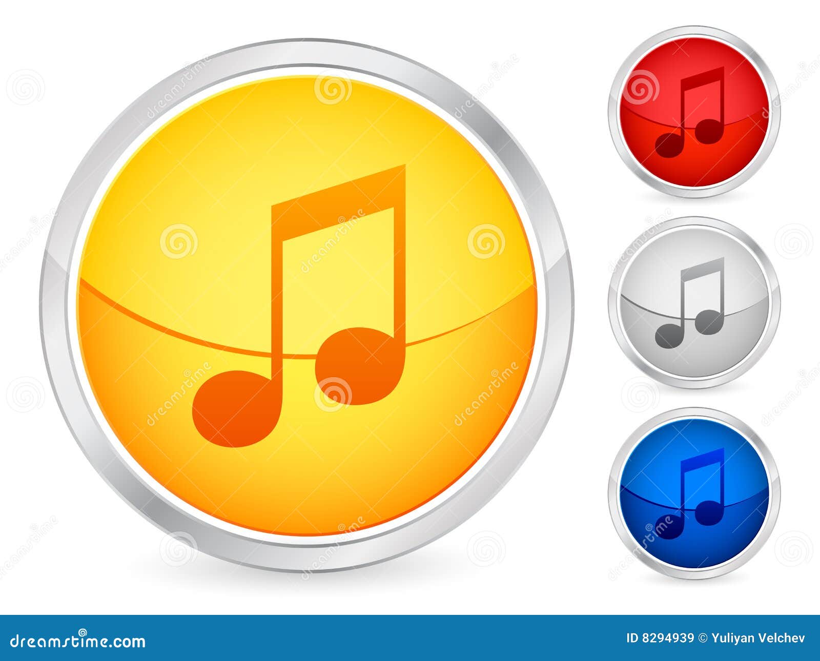 Music button stock vector. Illustration of blue, yellow - 8294939