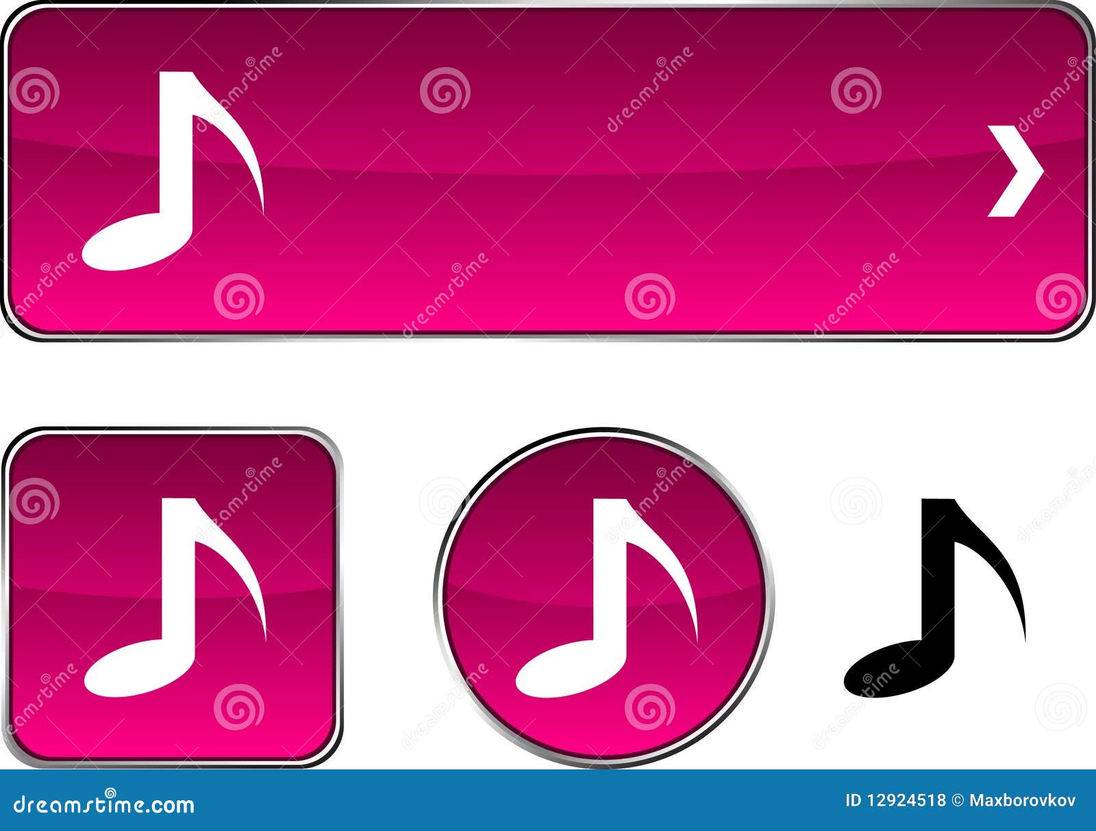 Music button set. stock vector. Illustration of glossy - 12924518