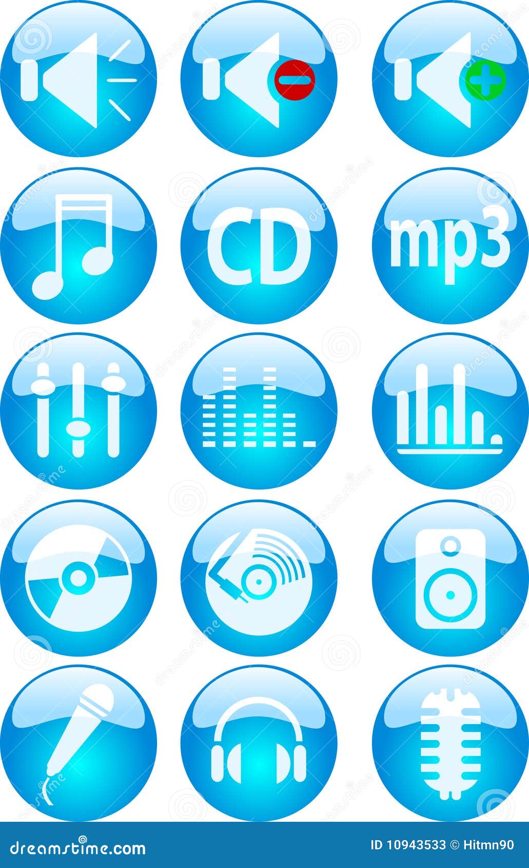 Music buttons. stock vector. Illustration of buttons - 10943533