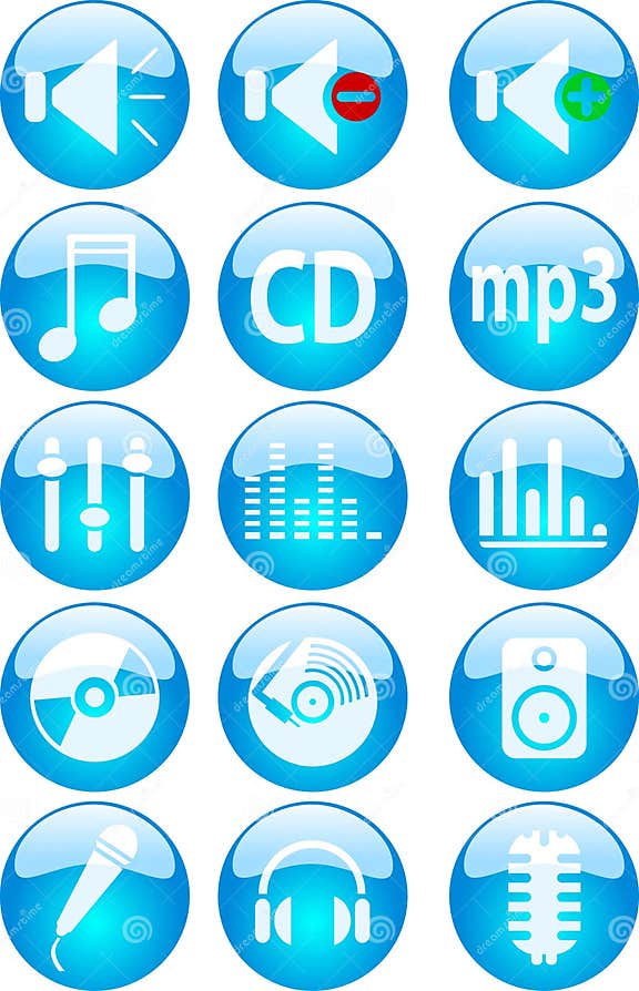 Music buttons. stock vector. Illustration of buttons - 10943533