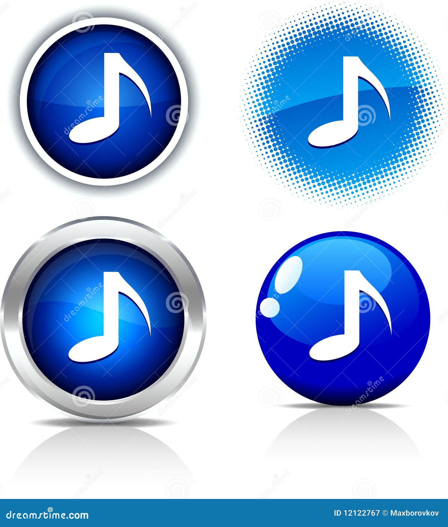 Music buttons. stock vector. Illustration of circle, shiny - 12122767