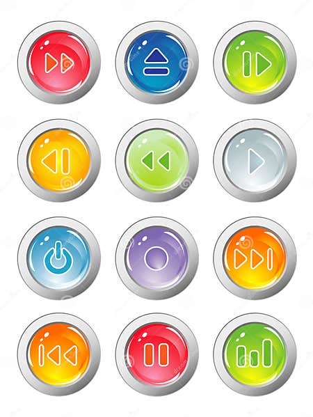 Music buttons stock vector. Illustration of graph, aqua - 9145292