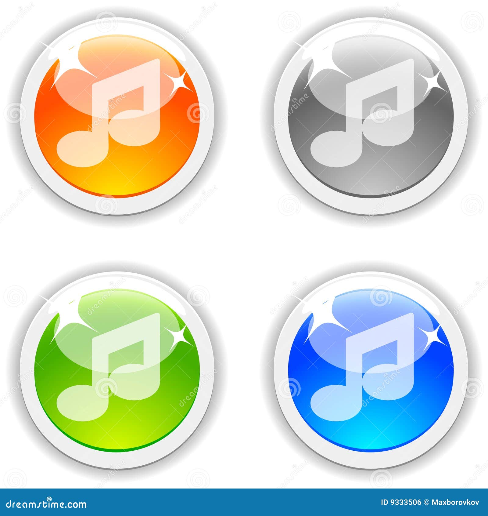 Music buttons. stock vector. Illustration of icon, graphic - 9333506
