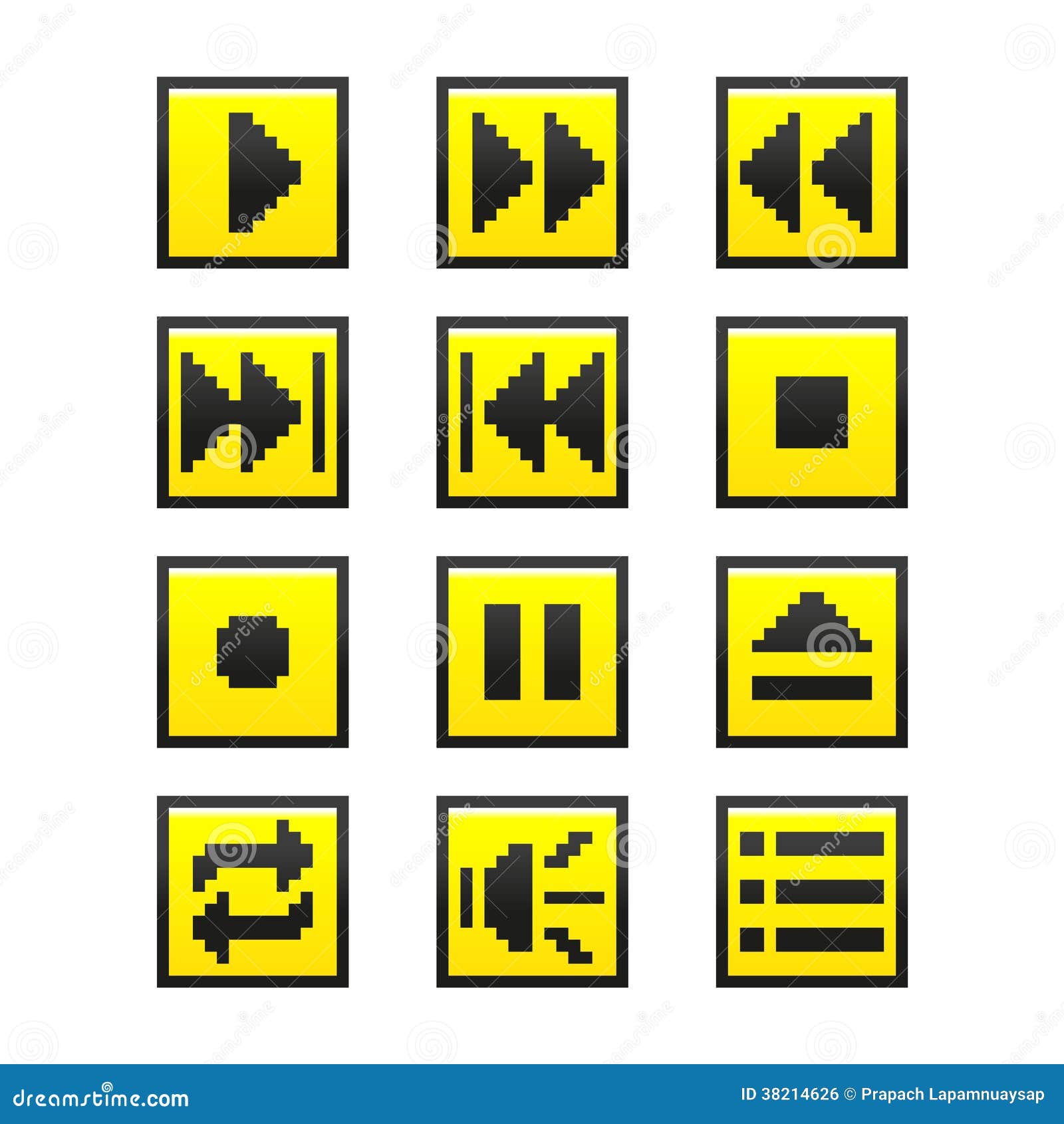 Music Buttons (pixel Game Style) Stock Vector - Illustration of pause ...